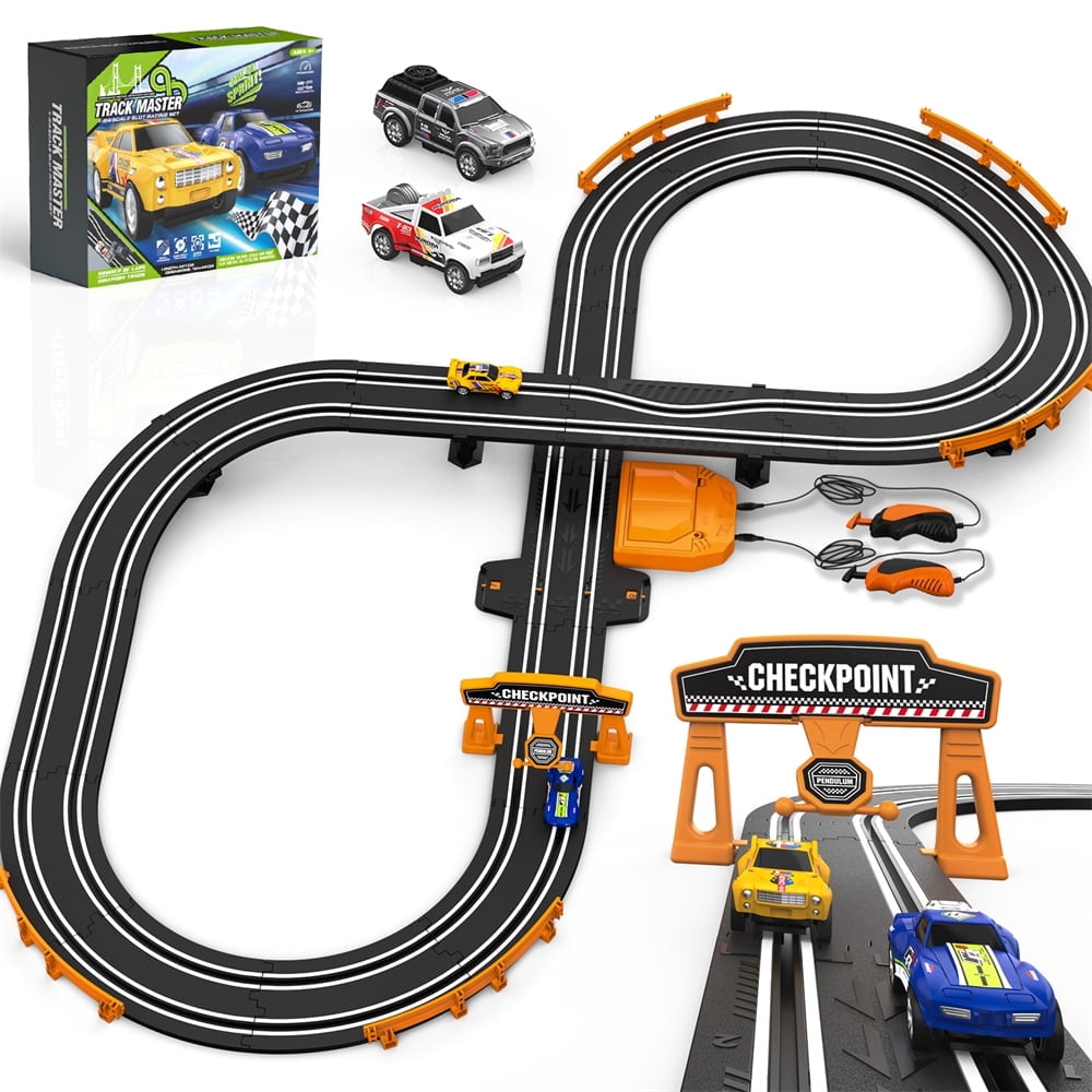 Growsly Slot Car Race Track Sets, Race Car Track with 4 High-Speed Slot ...