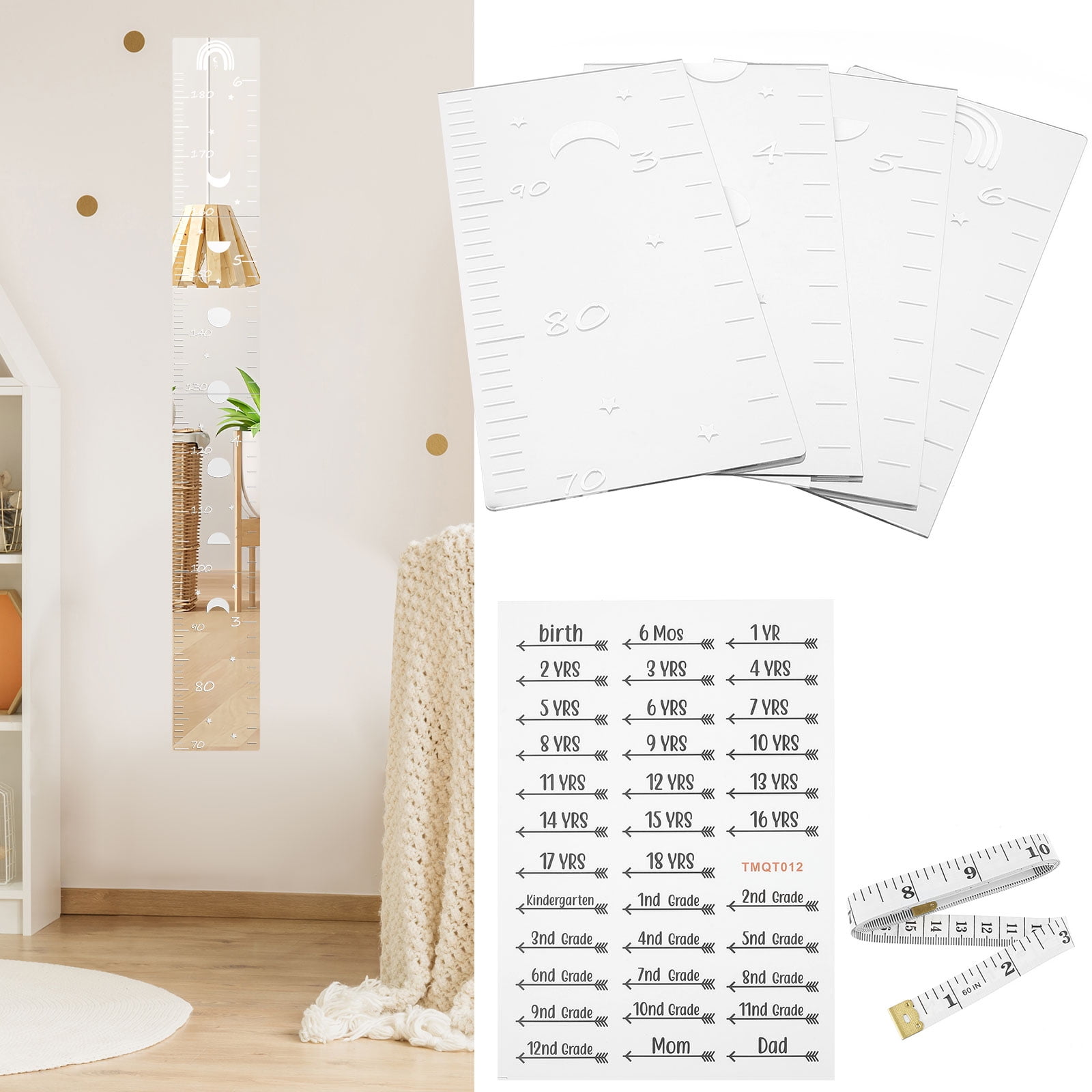 Growth Chart Mirror Mirror Growth Chart for Wall, 70-180cm Height Chart for Kids Puzzle Mirror ...