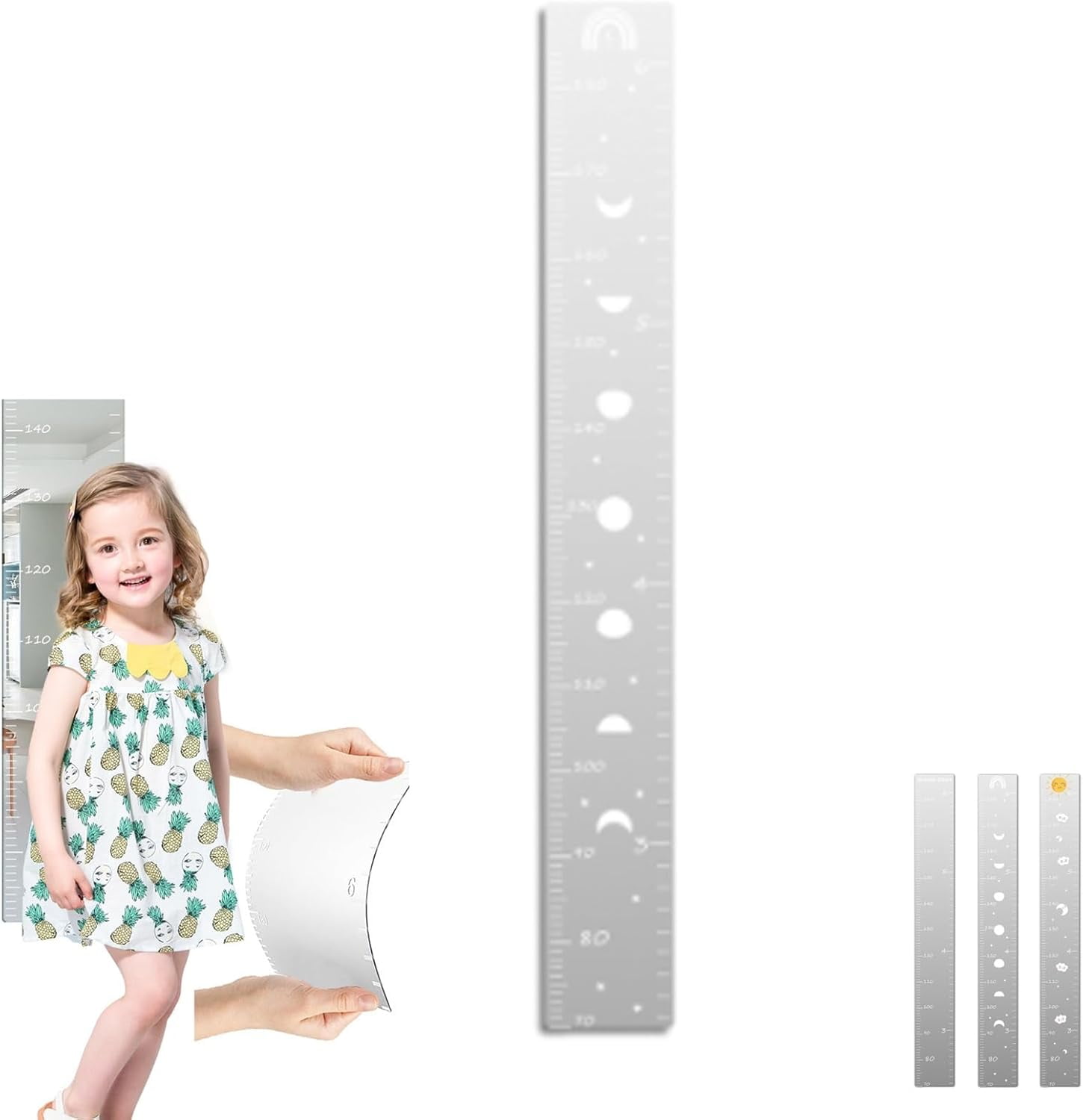 Growth Chart Mirror for Wall, Height Ruler with Stickers, Mirror Growth ...