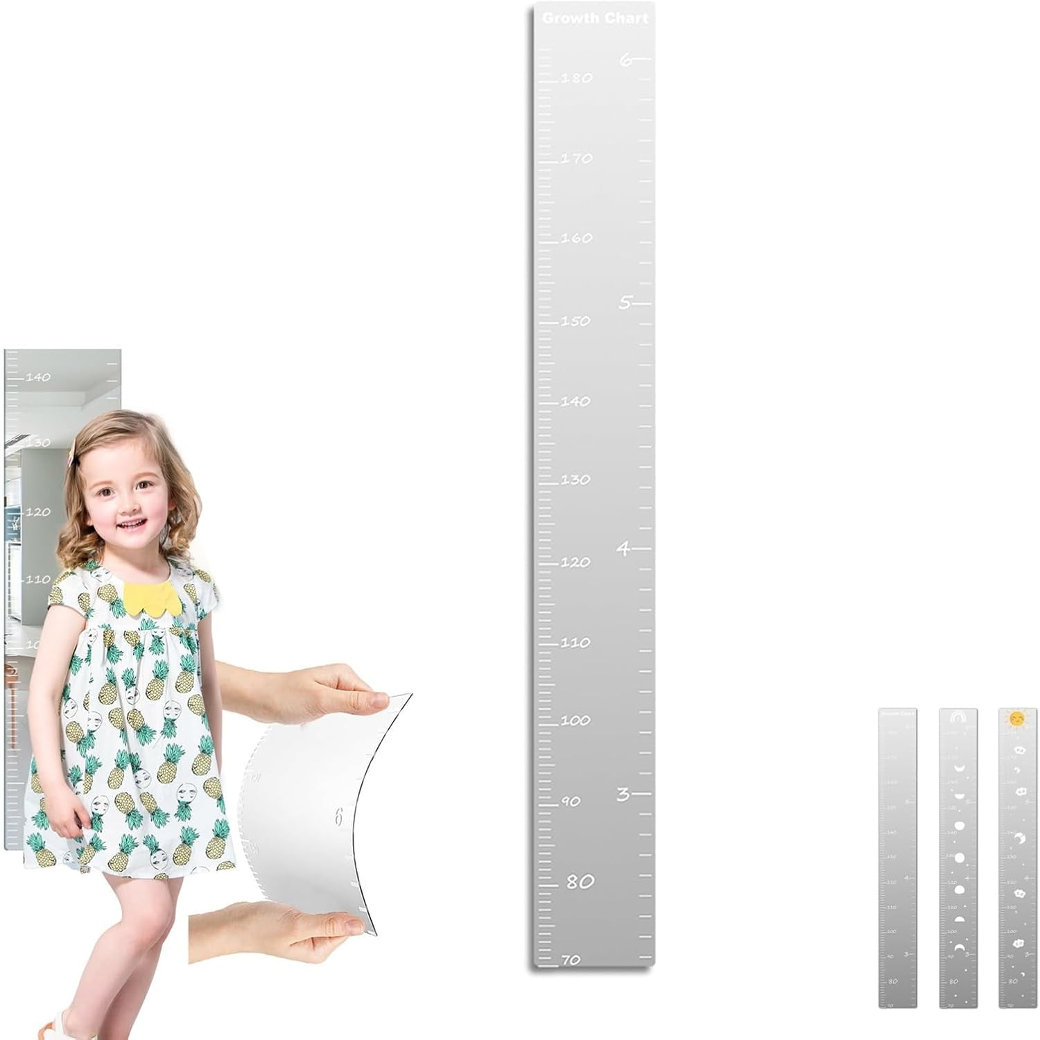 Growth Chart Mirror for Wall, Height Ruler with Stickers, Mirror Growth ...