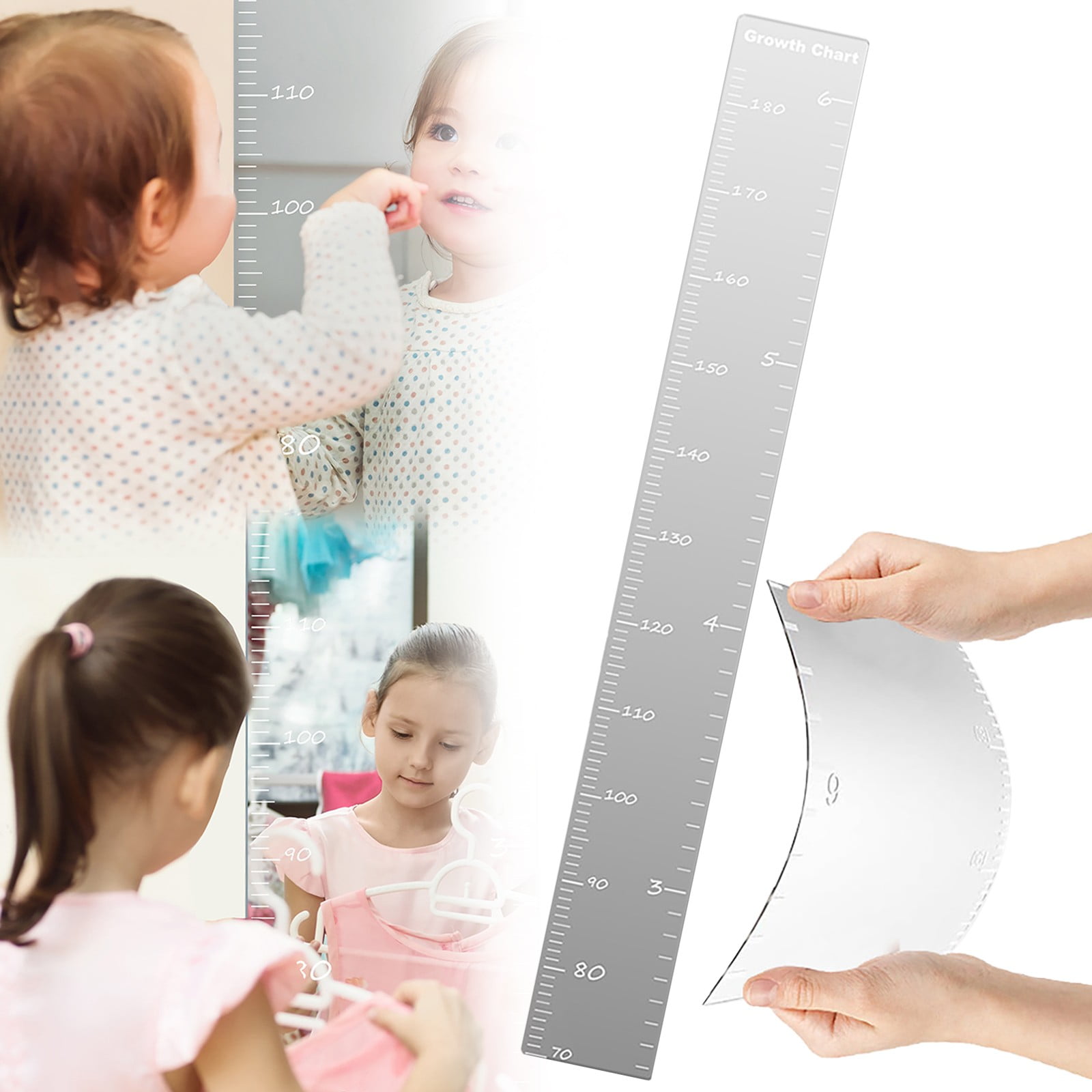 Growth Chart Mirror, Growth Chart for Wall Mirror, Height Chart with Stickers, Acrylic Measure ...