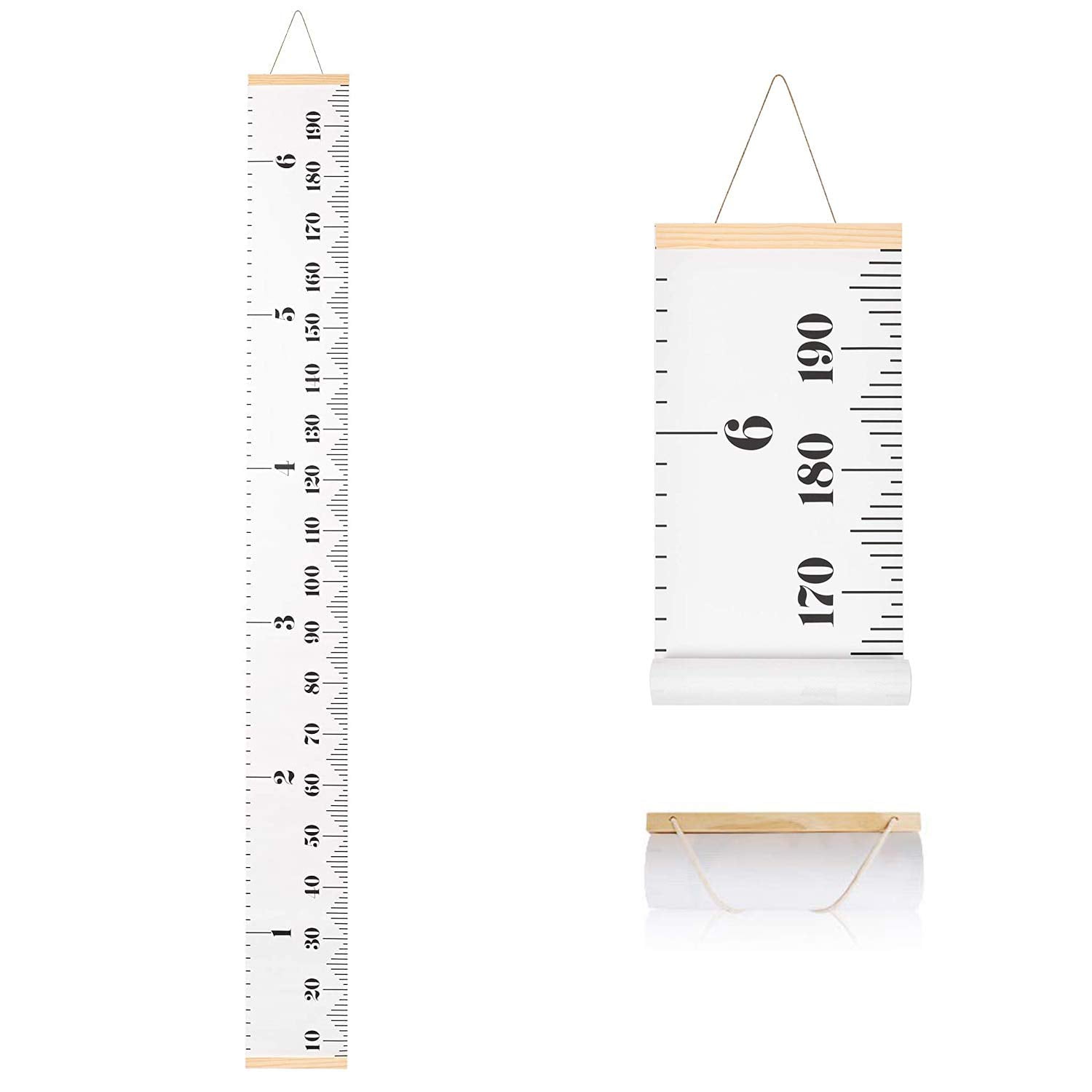 Growth Chart for Kids, Canvas Height Chart Ruler Removable Wood Hanging ...