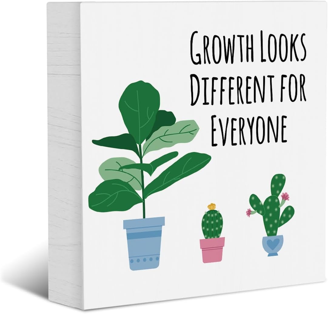 Growth Looks Different for Everyone cactus Wood Box Sign Desk Decor ...