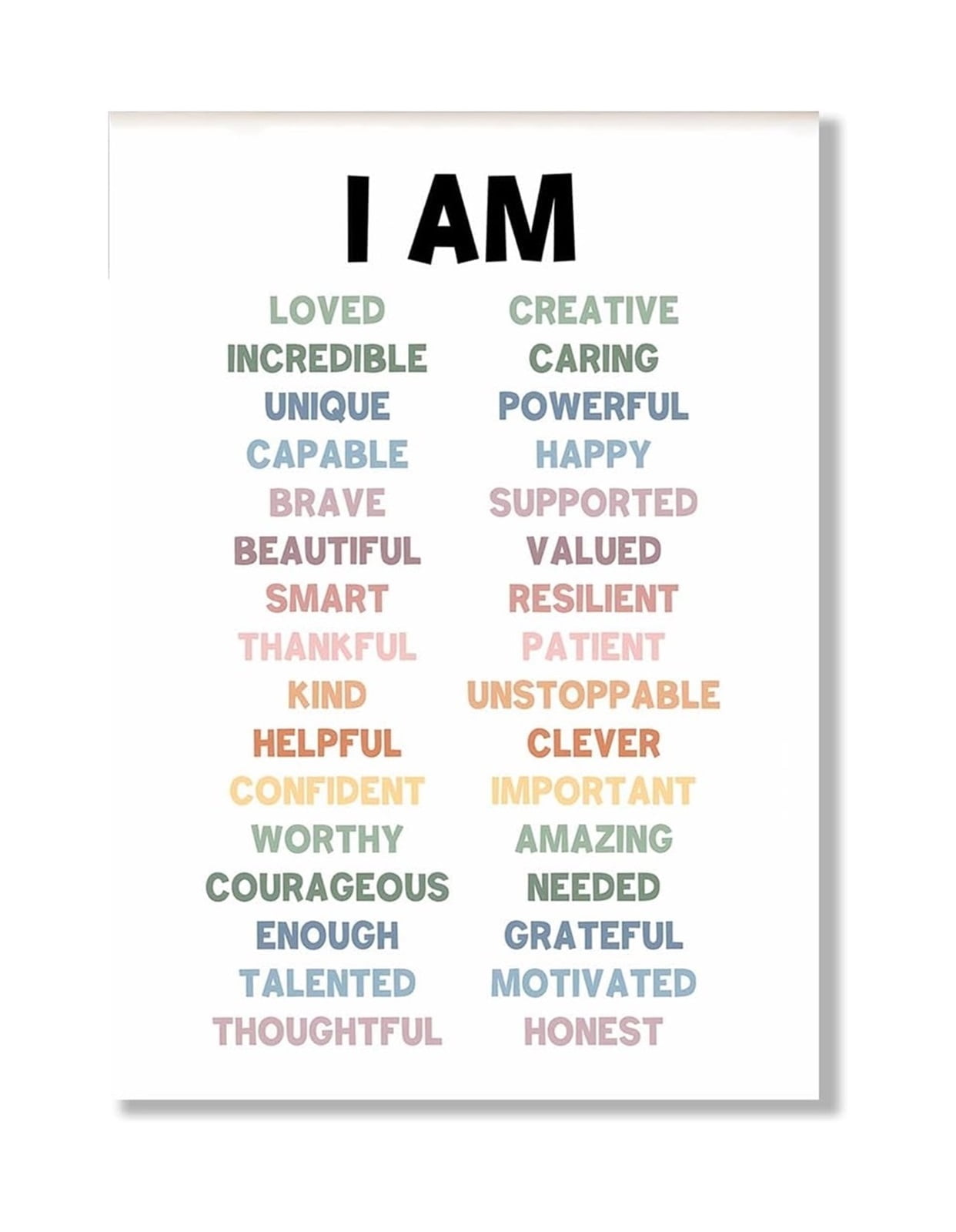 Growth Mindset Affirmation Poster, Kids Mental Health Wall Art for ...