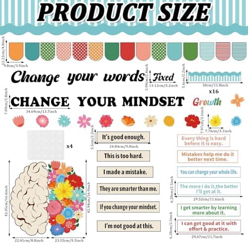 Growth Mindset Bulletin Board Classroom Decoration Flower Themed Change ...
