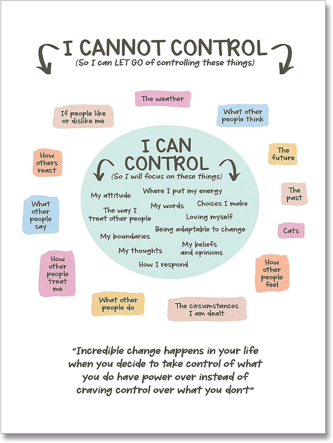 Growth Mindset Mental Health Posters I Cannot Control and I Can Control ...