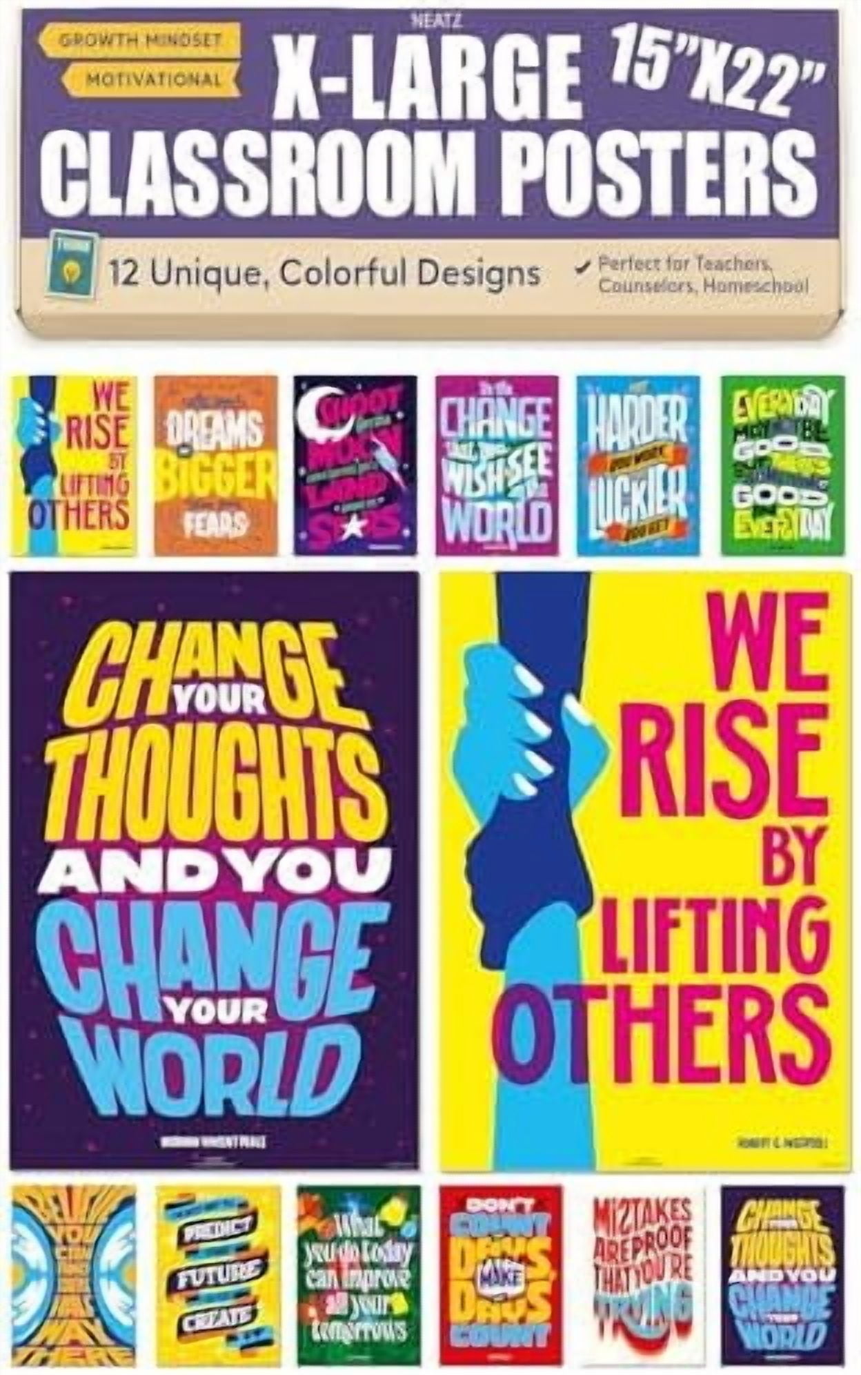 Growth Mindset Posters, Classroom Decor, For High School, Middle School ...