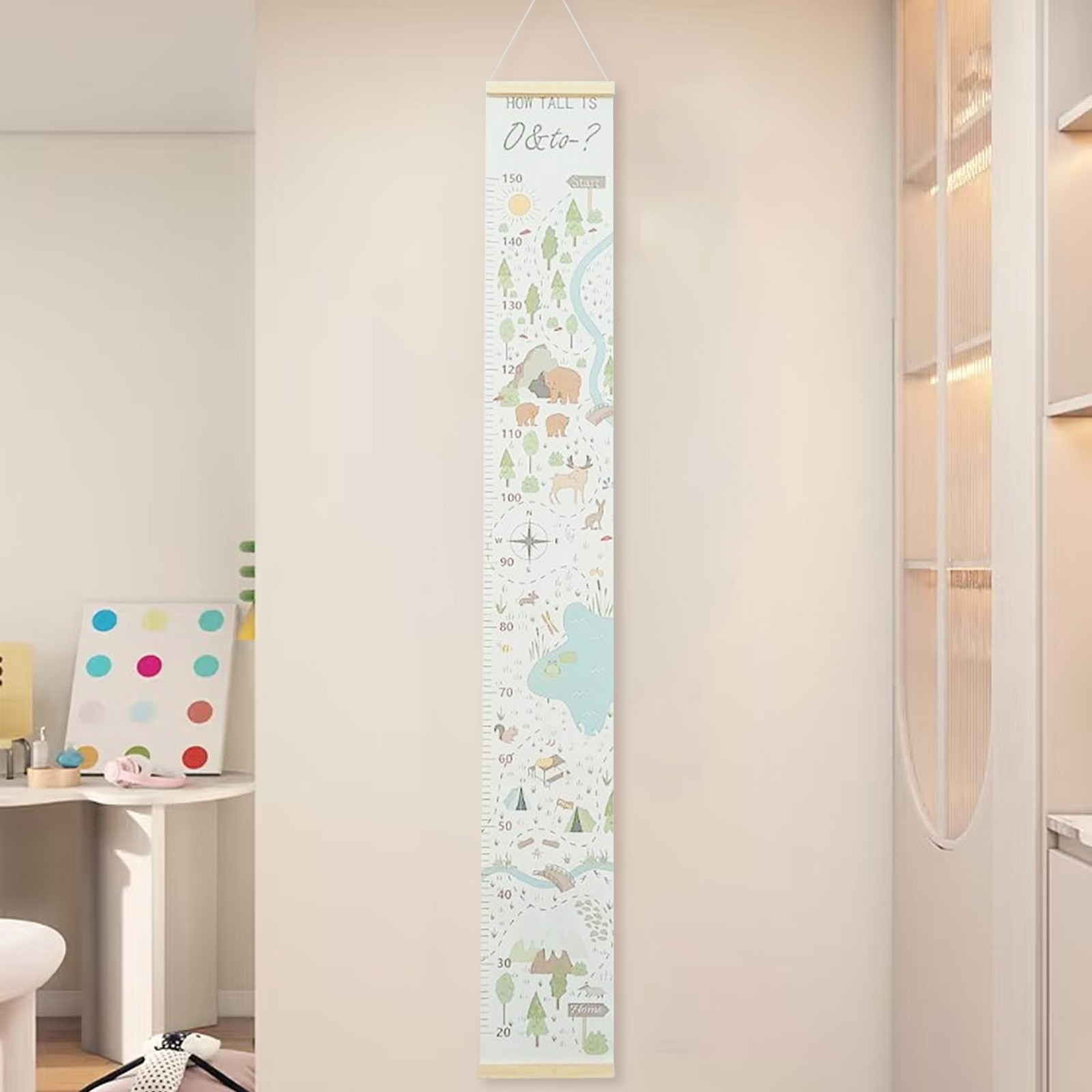 Growth Wall Mounted Height Measure Ruler with Wooden Animal Marker ...