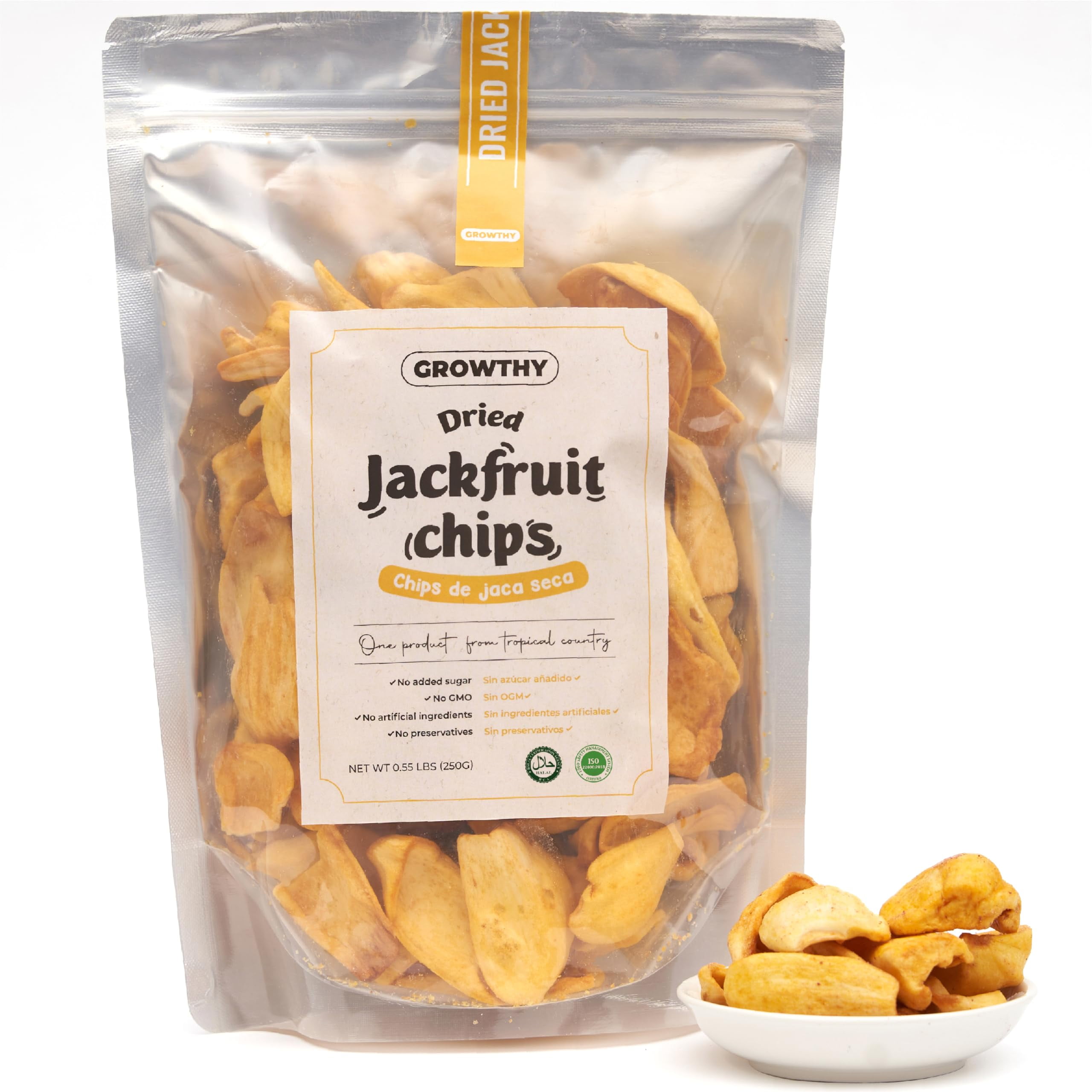Growthy Dried Jackfruit Chips MZF22 250Grams, No Sugar Added, No ...