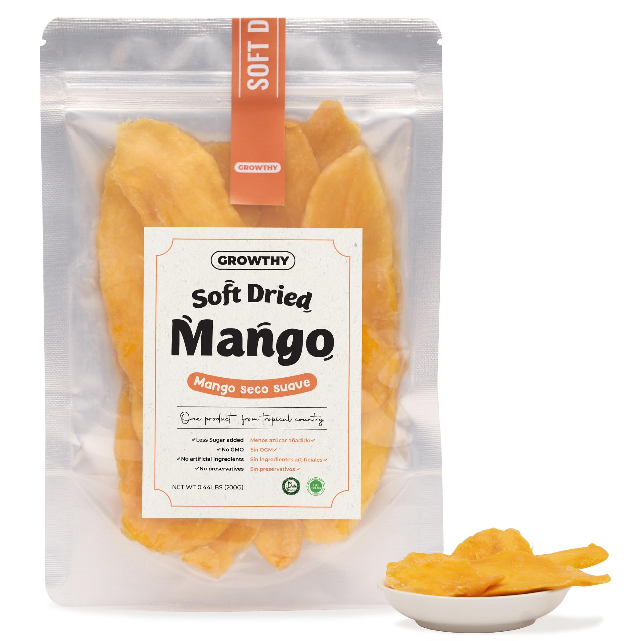 Growthy Soft Dried Mango TSF6 Slices 200Grams, Low Sugar, Juicy Texture ...