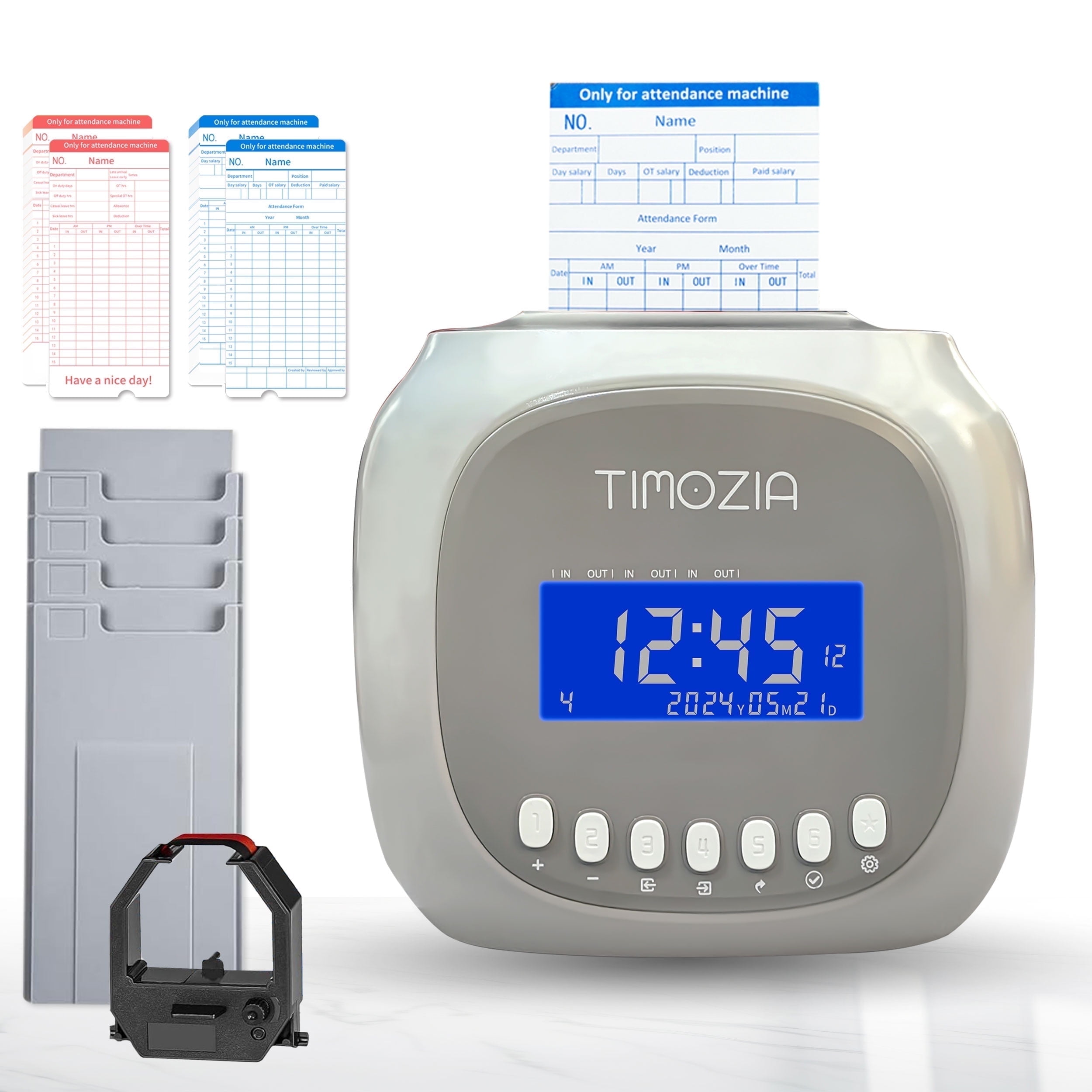 Grozziie Punch Card Attendance Machine – Time Tracker Bundy Clock for ...