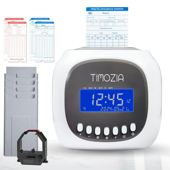 Grozziie Time Clock Attendance Machine-in & Out Punch Card Bundy Clock ...