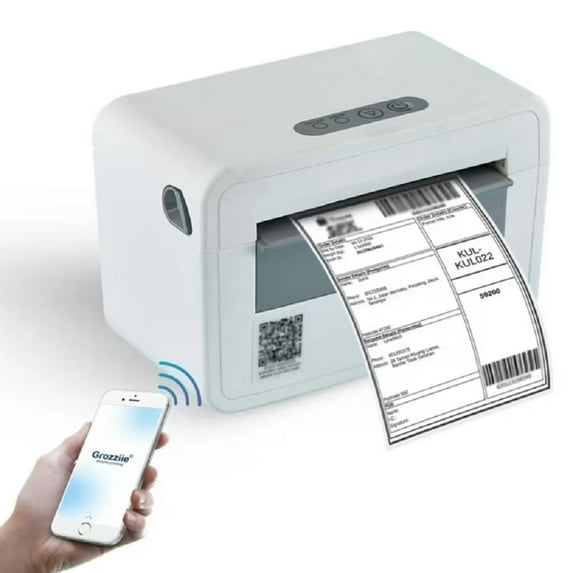 Grozziie Thermal Label Printer, 203DPI USB-Bluetooth Shipping Label ...