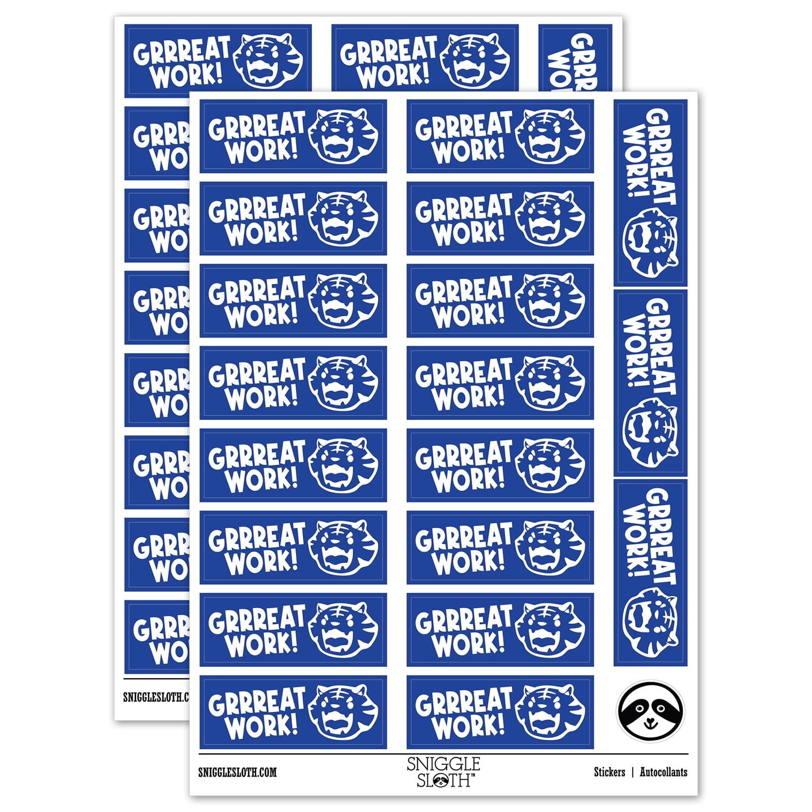 Grrreat Work Tiger Teacher Student School Sticker Set - Dark Blue ...