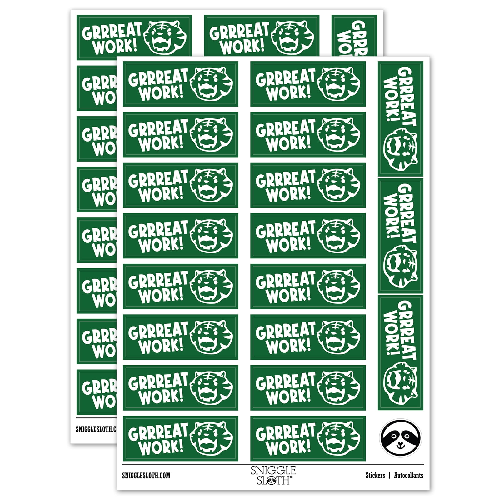 Grrreat Work Tiger Teacher Student School Sticker Set - Dark Green ...