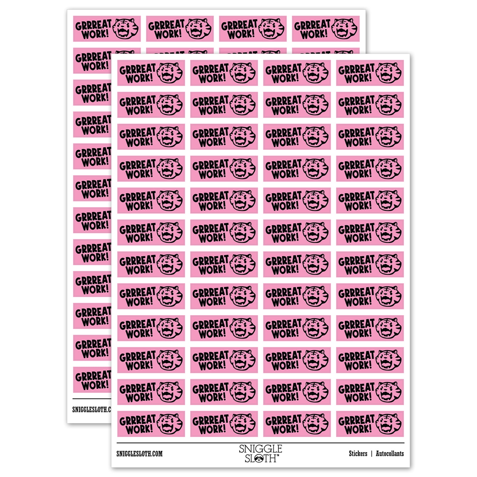 Grrreat Work Tiger Teacher Student School Sticker Set - Light Pink ...