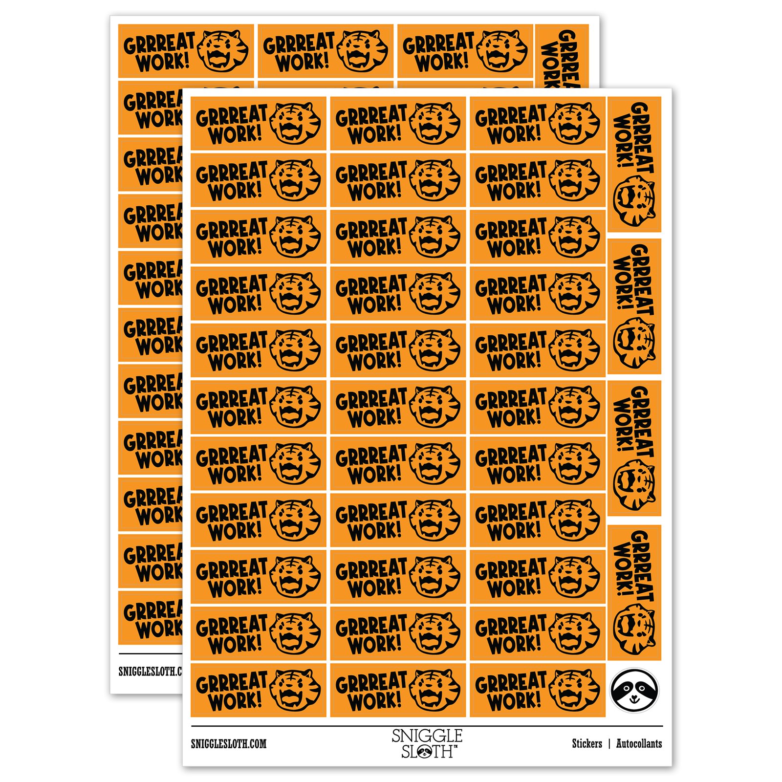 Grrreat Work Tiger Teacher Student School Sticker Set - Orange - Matte ...