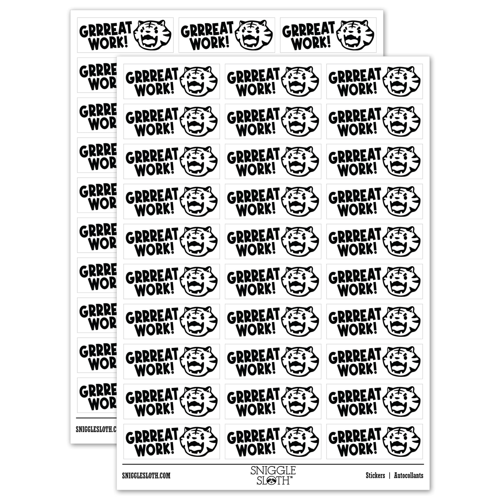 Grrreat Work Tiger Teacher Student School Sticker Set - White - Matte ...