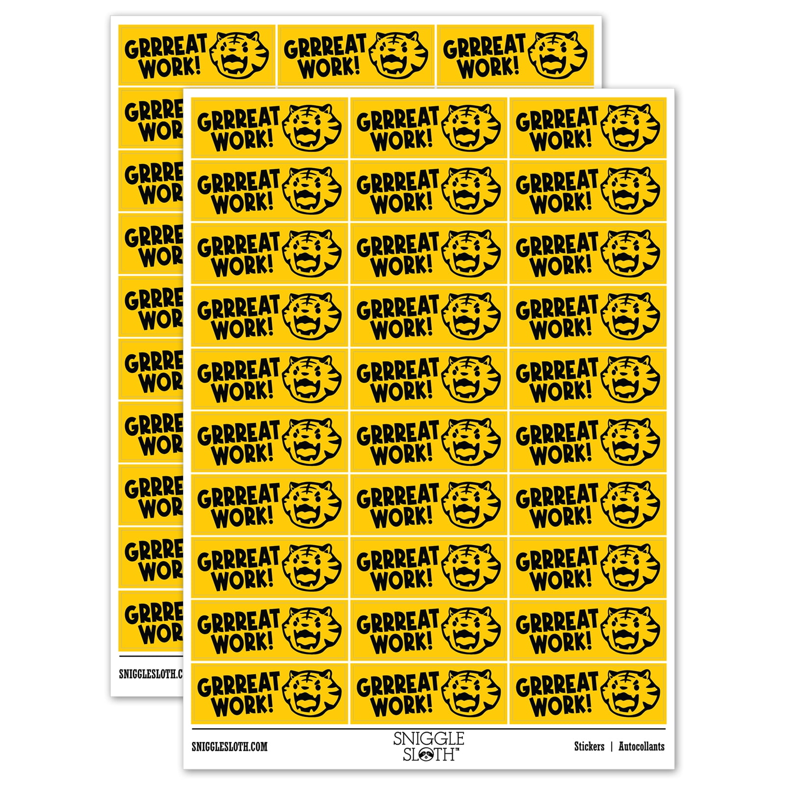 Grrreat Work Tiger Teacher Student School Sticker Set - Yellow - Gloss ...