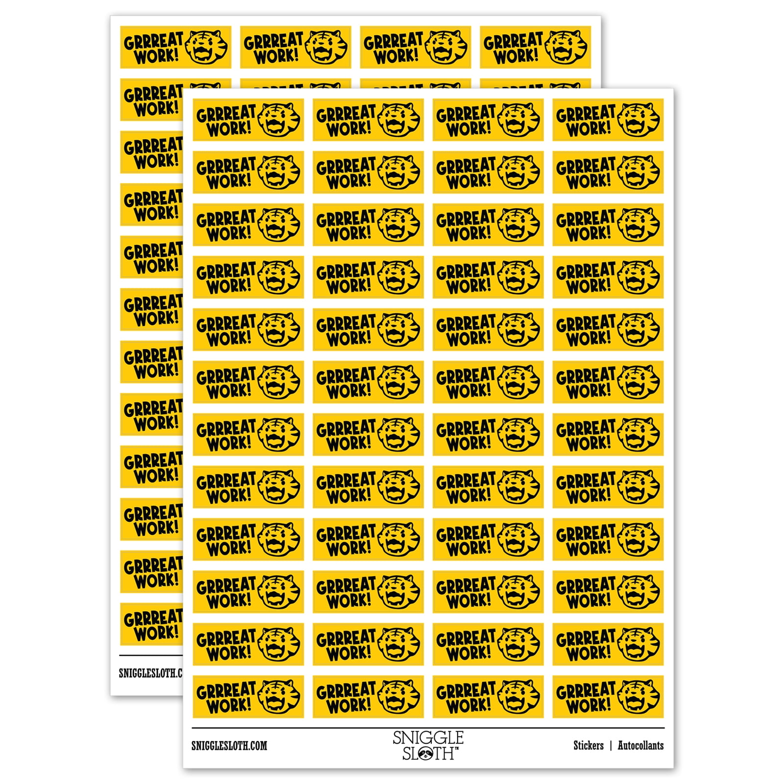 Grrreat Work Tiger Teacher Student School Sticker Set - Yellow - Matte ...