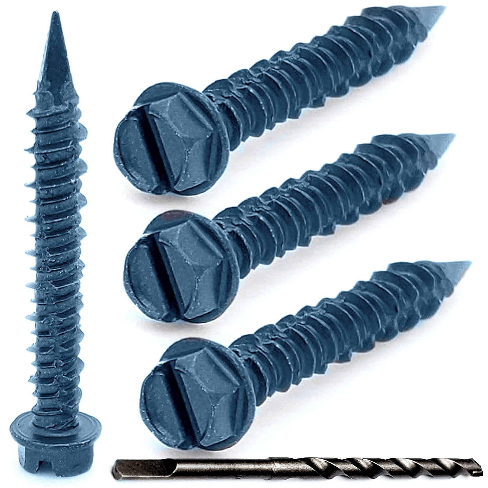 Grrrgooo Screw 3/16 x 1-1/4" Slotted Hex Washer Head Concrete Screws - Steel Masonry Screws for ...