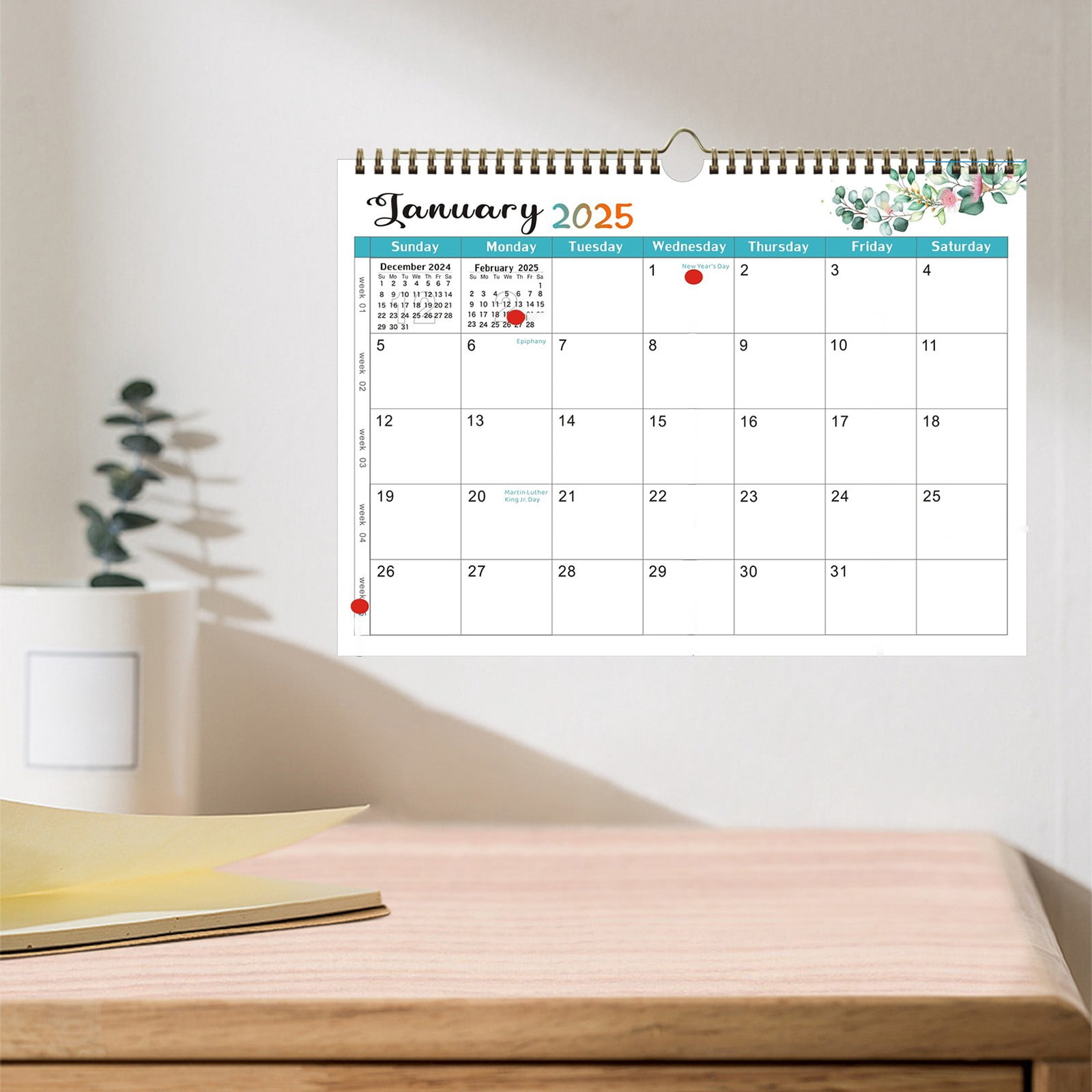 Grrvtrz 2025 Calendar English Wall Calendar Notepad Memo Wall Calendar ...