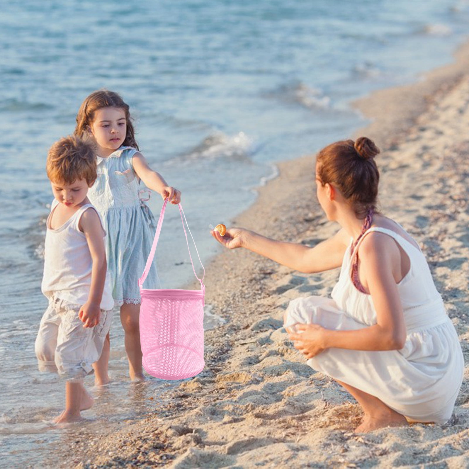 Grrvtrz Beach Toy Bag for Kids, Children's Net Bag Beach Toy Storage ...