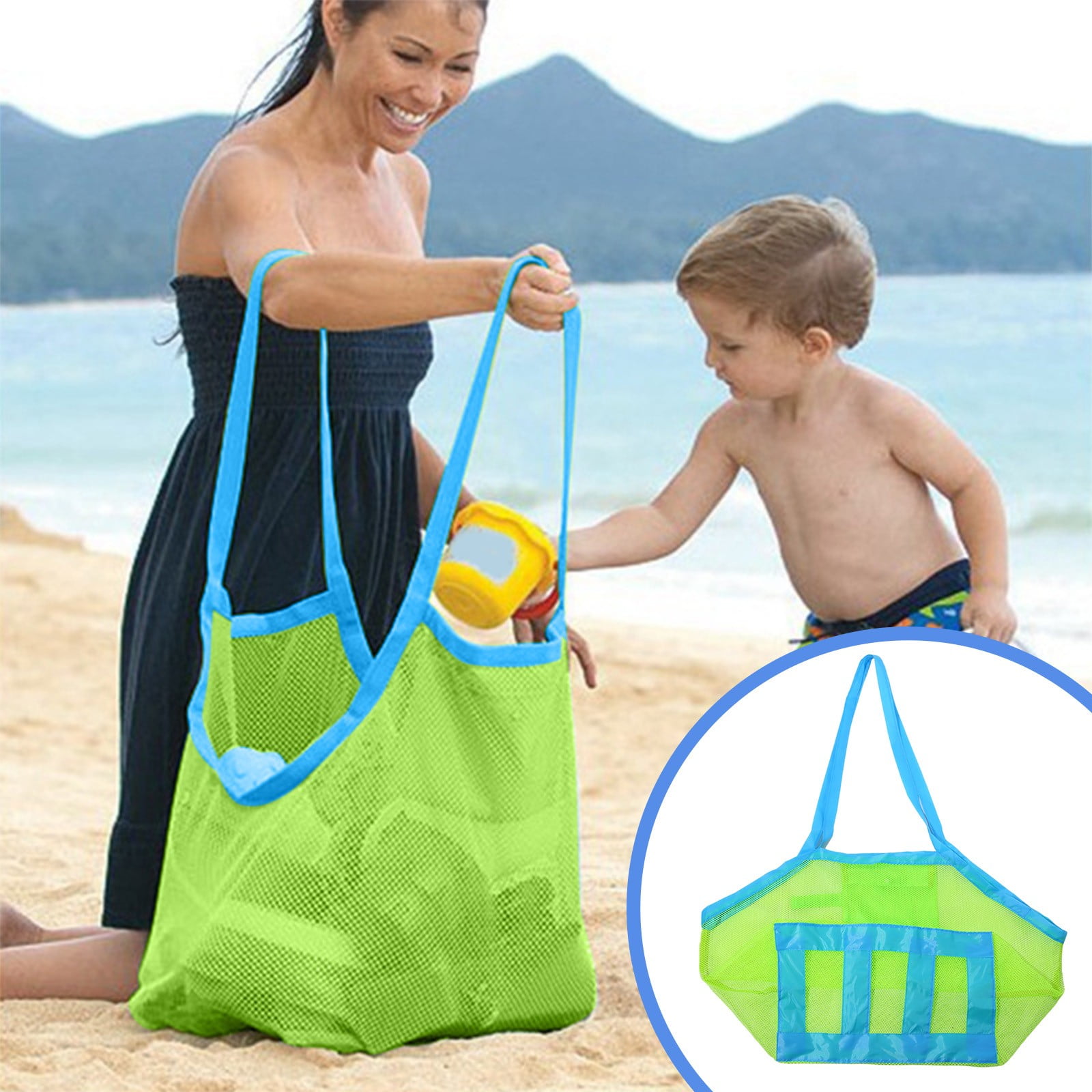 Grrvtrz Beach Toy Bag for Kids, Mesh Travel Sand Toys Backpack for ...