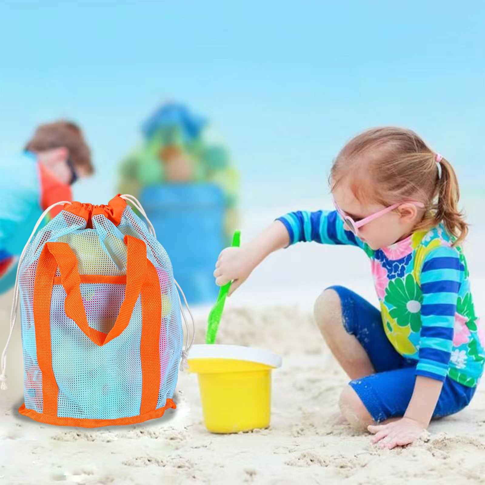 Grrvtrz Beach Toy Bag for Kids, Beach Vacation Essentials, Shell ...