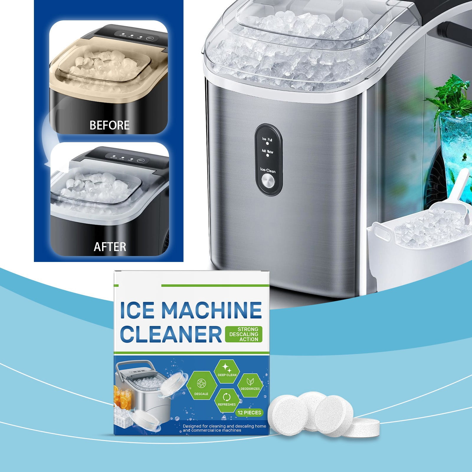 Grrvtrz Ice Maker Cleaning Sheet Ice Maker Descaling Deodorization ...