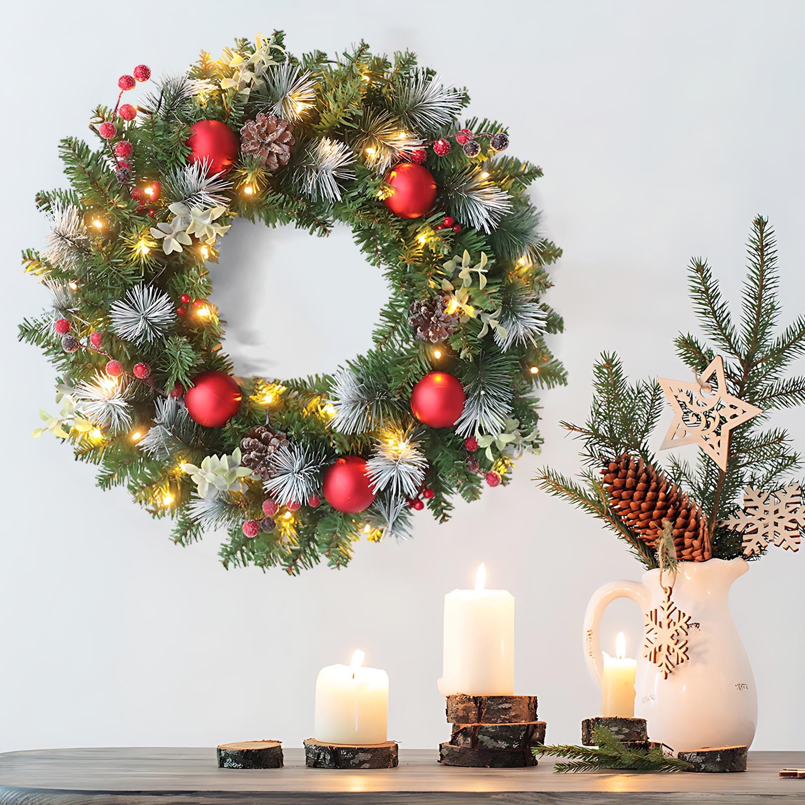 Grrvtrz LED Christmas Simulated First Snow Garland PVC Christmas Vines ...