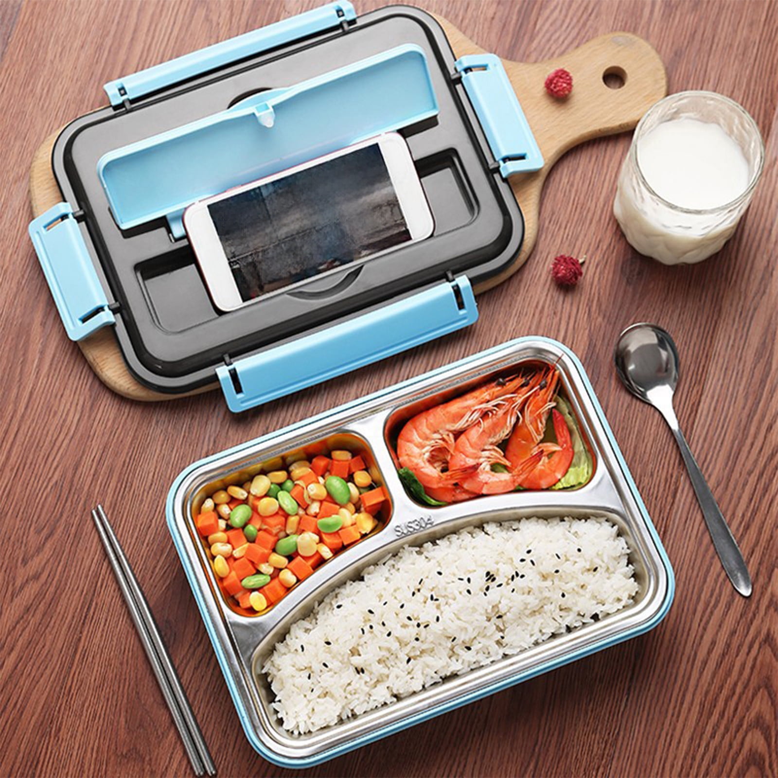 Grrvtrz ,Lunch Box Plastic Box Body 1200ml and Stainless Steel Liner ...