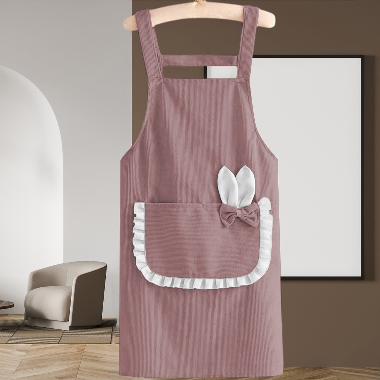 Grrvtrz Waterproof Apron Corduroy Bib Apron Home Kitchen Apron ...