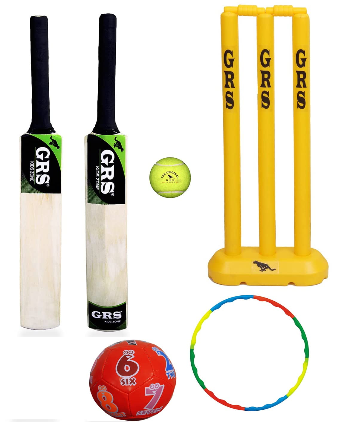 Grs Kids Zone Popular Willow Cricket Bat With Wicket Set + 1 Football ...