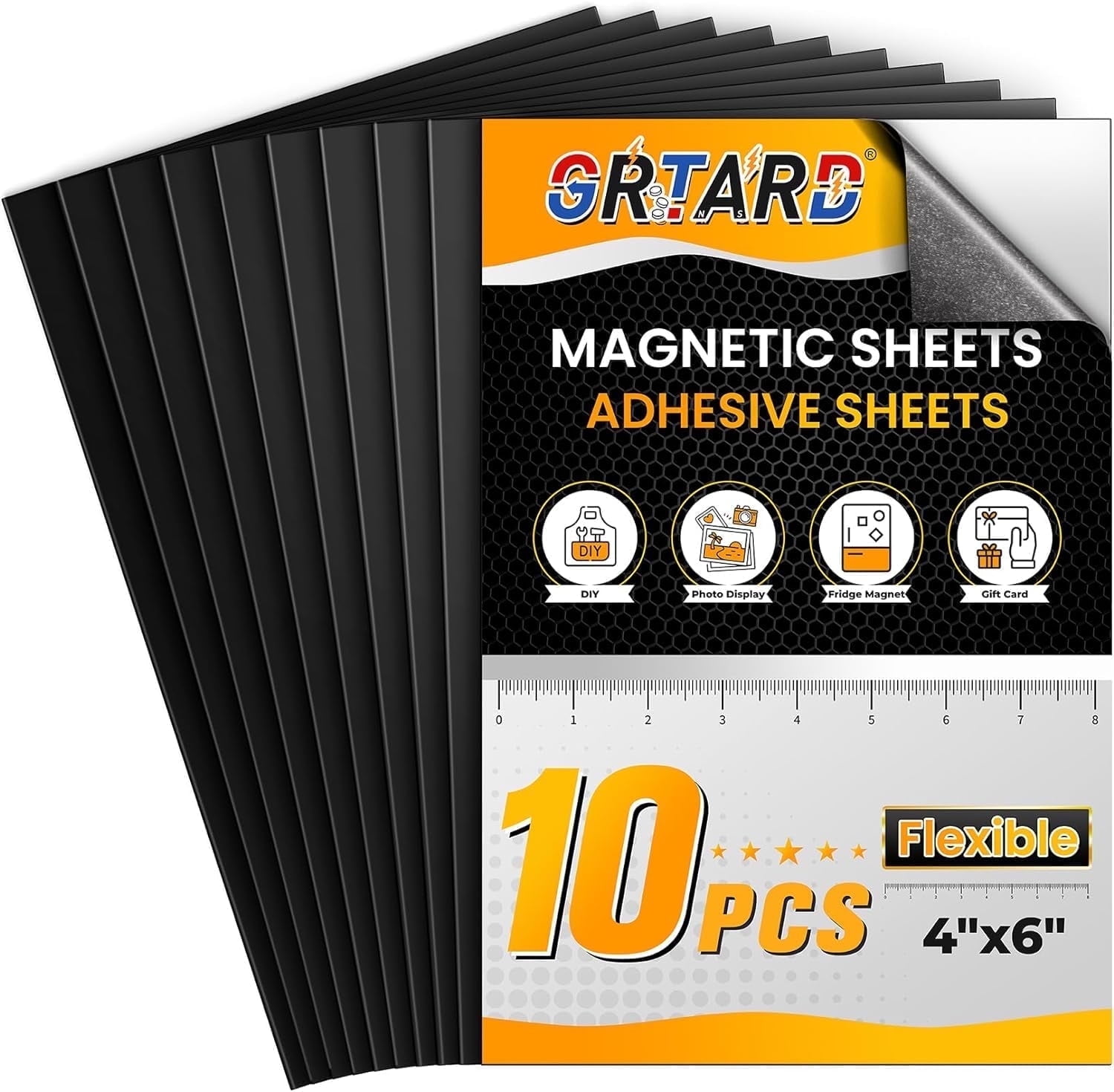 Grtard 10Pack Magnetic Sheets with Adhesive Backing 4" x 6", Flexible ...