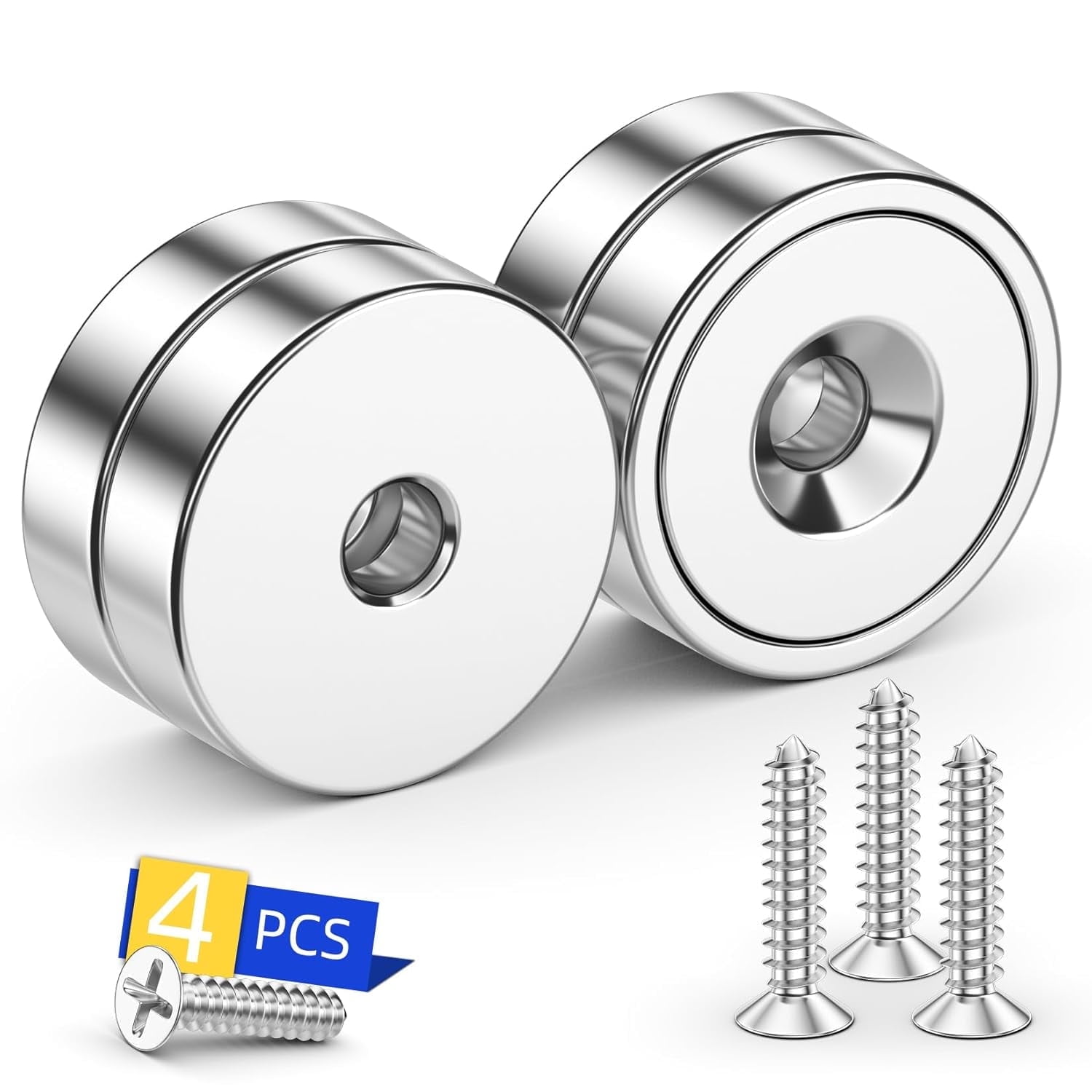 Grtard 4 Pack Neodymium Cup Magnets, 30LBS Holding Force Strong Rare ...