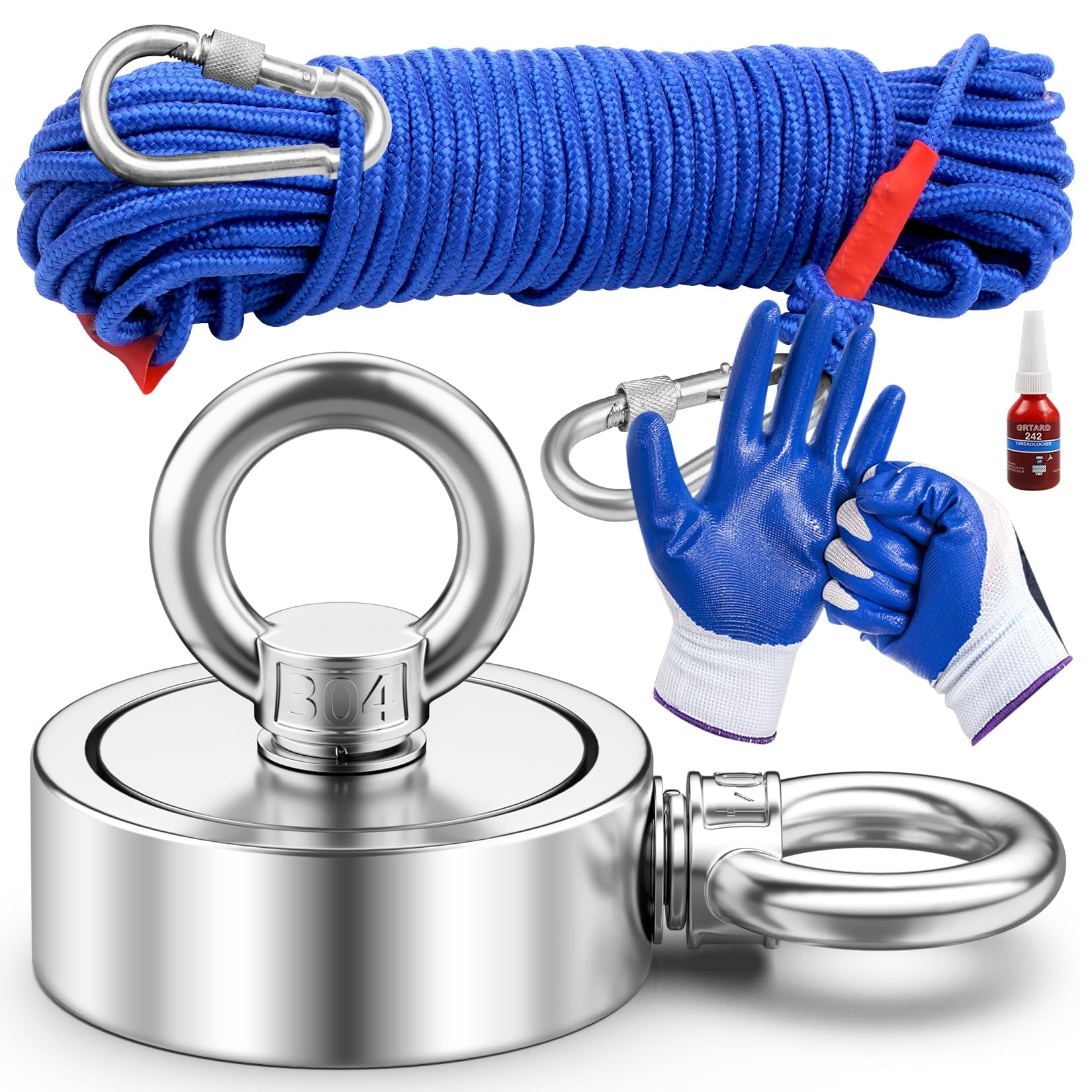 Grtard Fishing Magnet Kit, 700 LBS Pulling Force Magnet Fishing ...