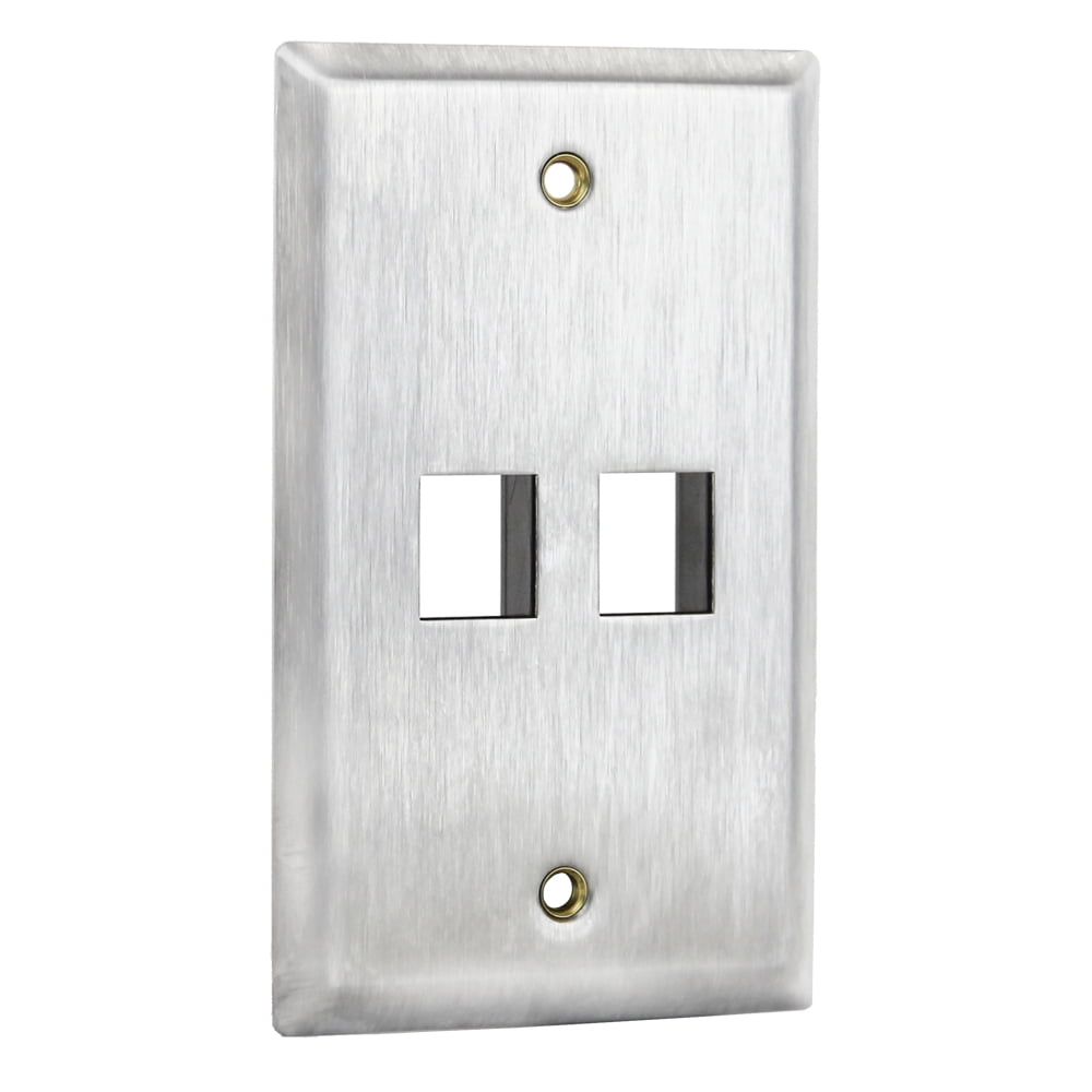Gruber 2 Port Stainless Steel Wall Plate - Keystone - Single Gang ...