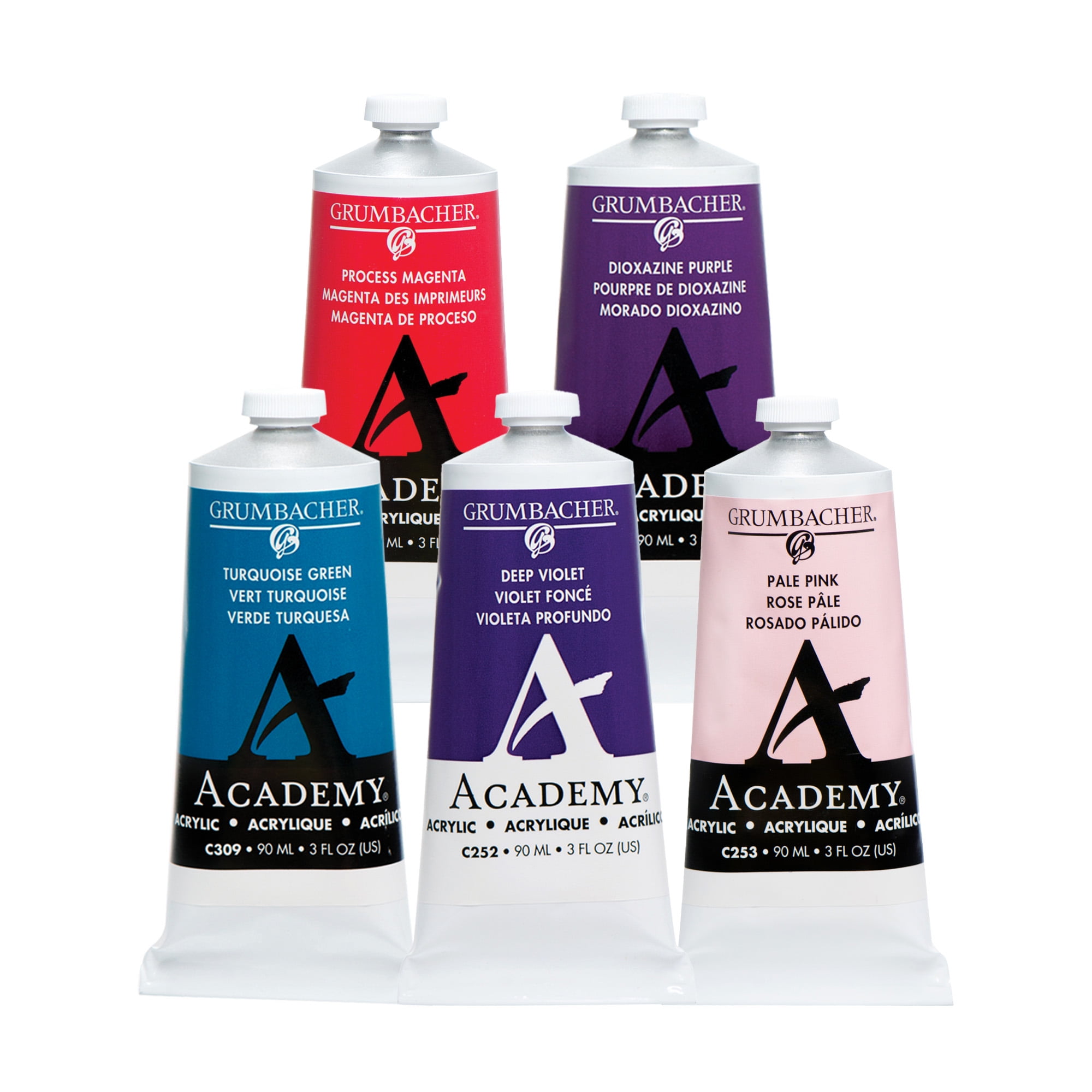 Grumbacher Academy Professional Acrylic Paint Set of 5 - 90ml Purple ...