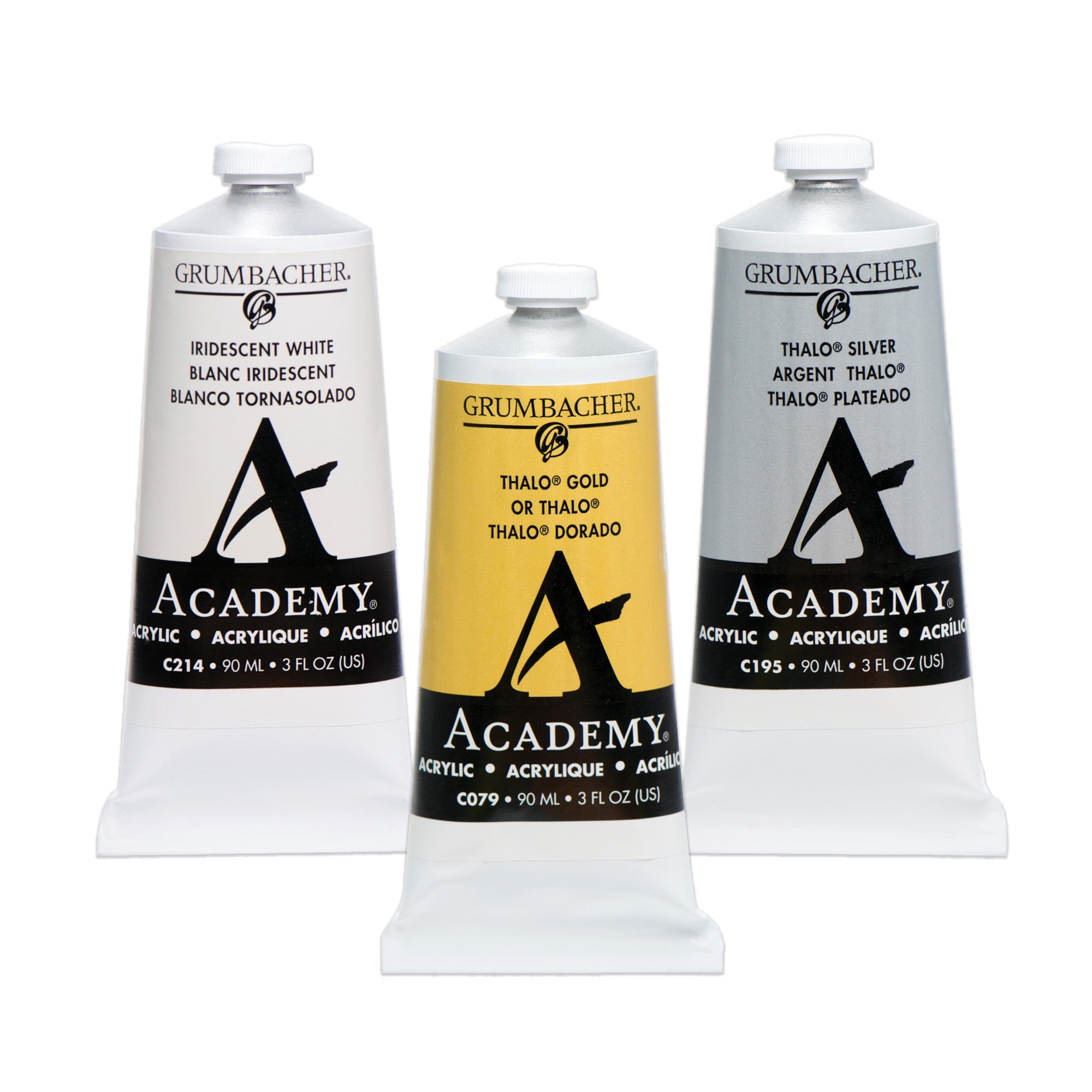 Grumbacher Academy Professional Acrylic Paint Set of 3 - 90ml Metallic ...