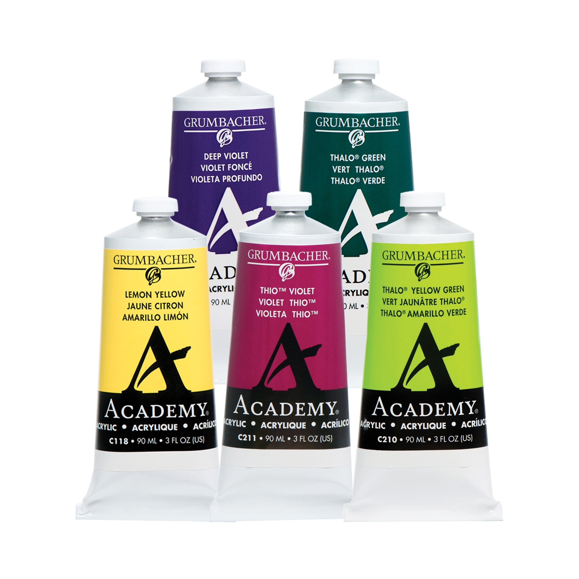 Grumbacher Academy Professional Acrylic Paint 90ml Colors - Metal Tubes - Heavy Body ...