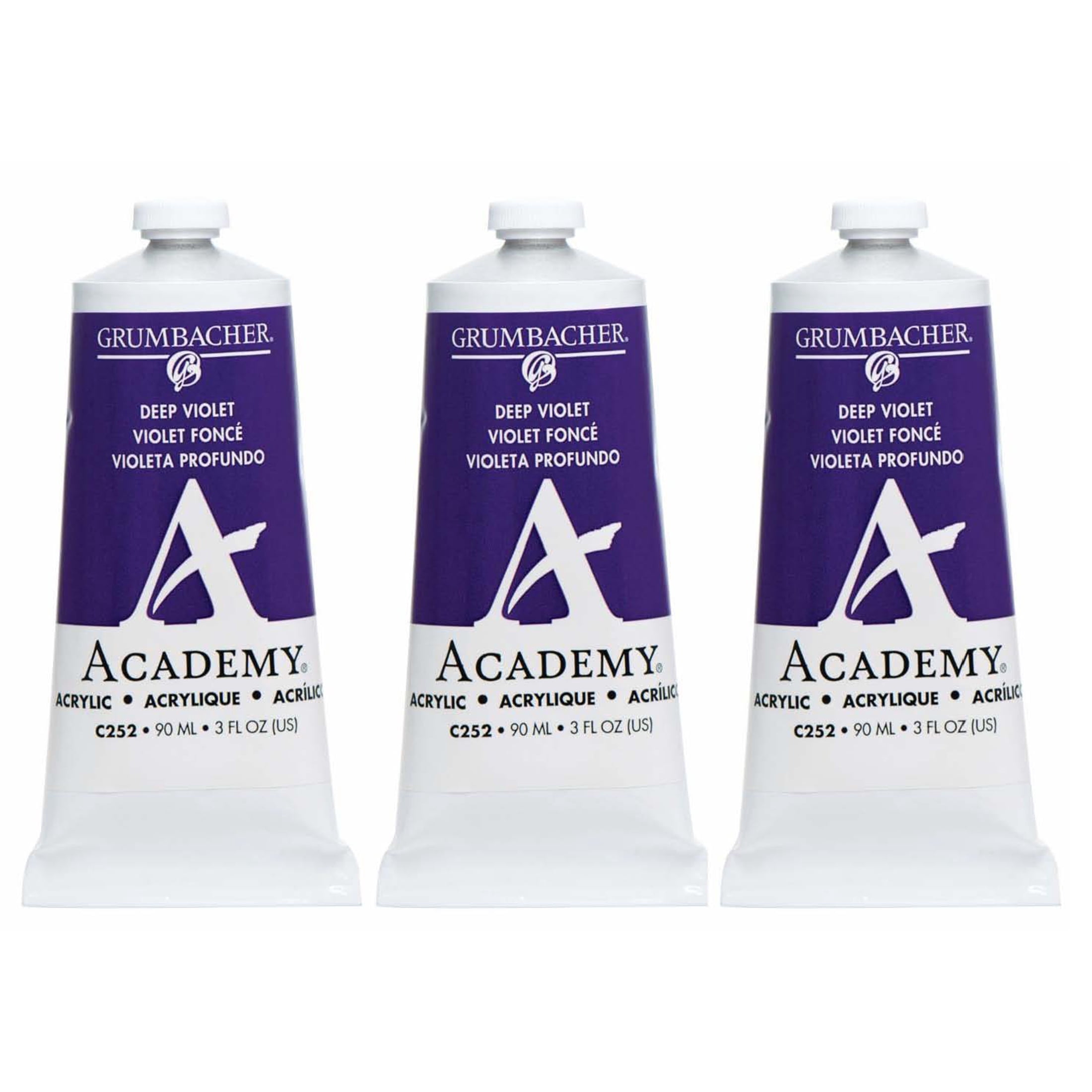 Grumbacher Acrylic Paint, Deep Violet, 90ml/3 oz. Metal Tube, 3-Pack ...