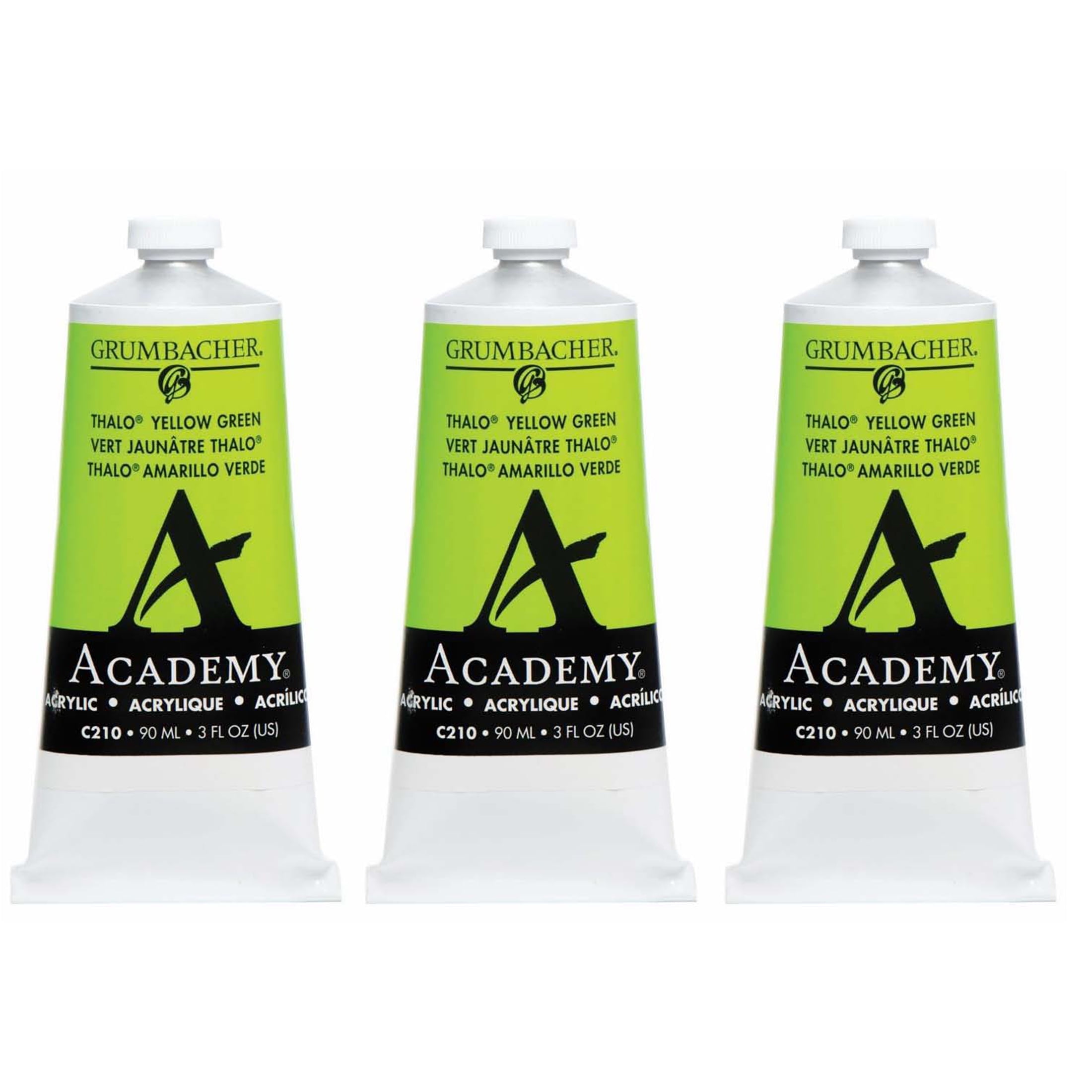 Grumbacher Acrylic Paint, Thalo Yellow Green, 90ml/3 oz. Metal Tube, 3 ...