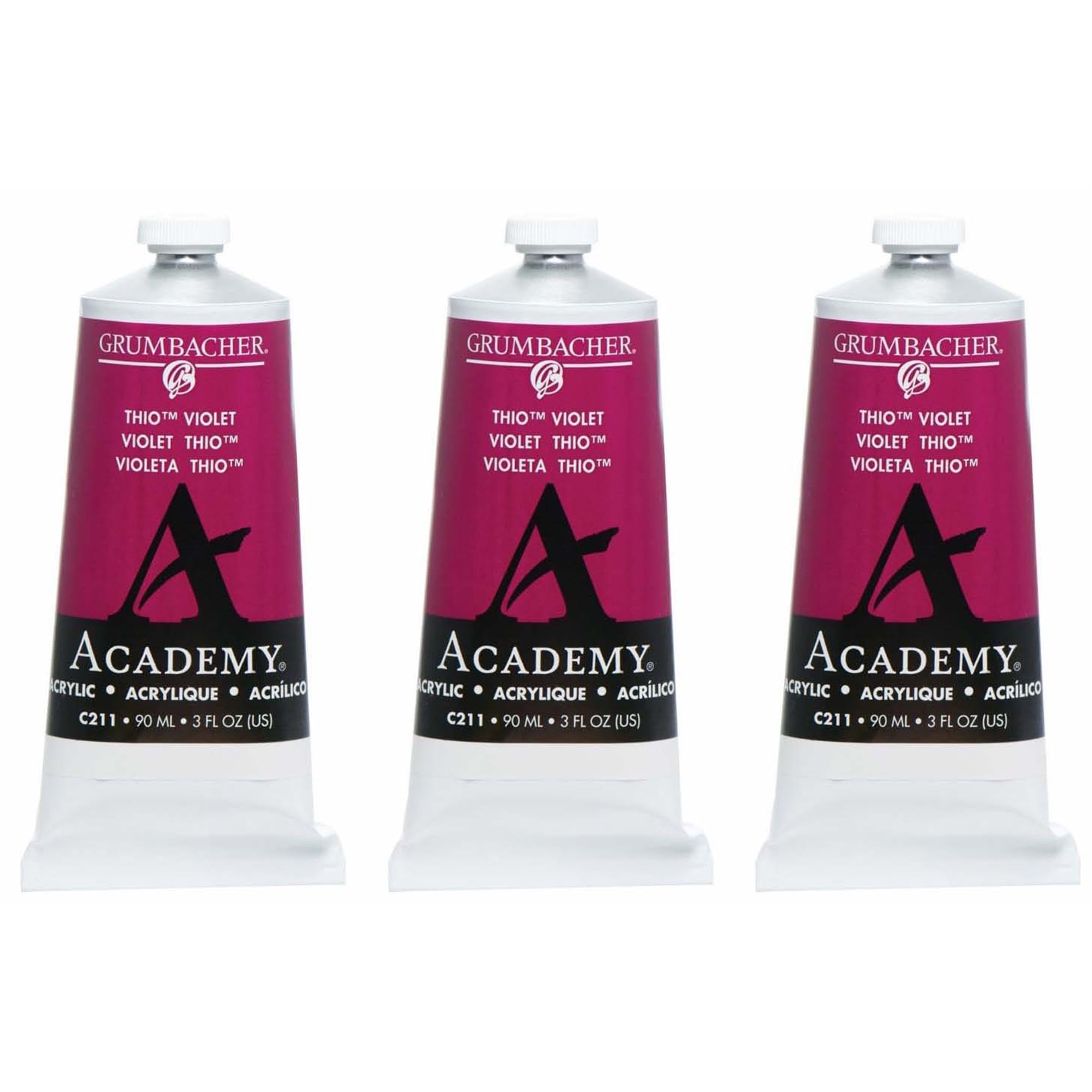 Grumbacher Acrylic Paint, Thio Violet, 90ml/3 oz. Metal Tube, 3-Pack ...