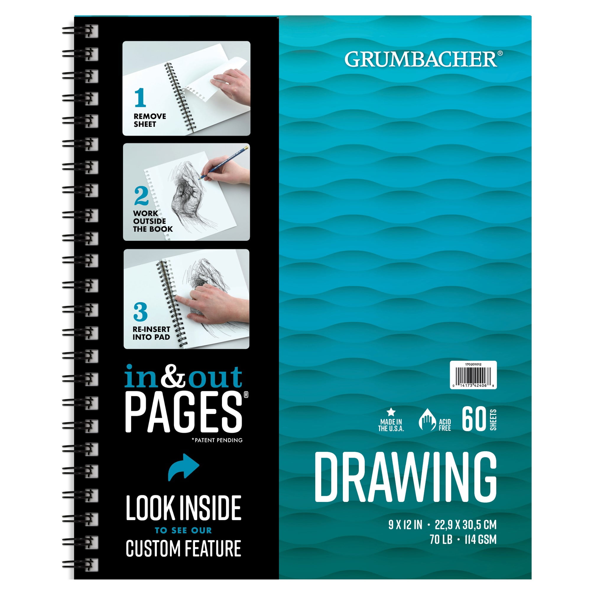 Grumbacher Drawing Paper Pad, 9" x 12" 70 lb./114 GSM 60 Sheets White ...