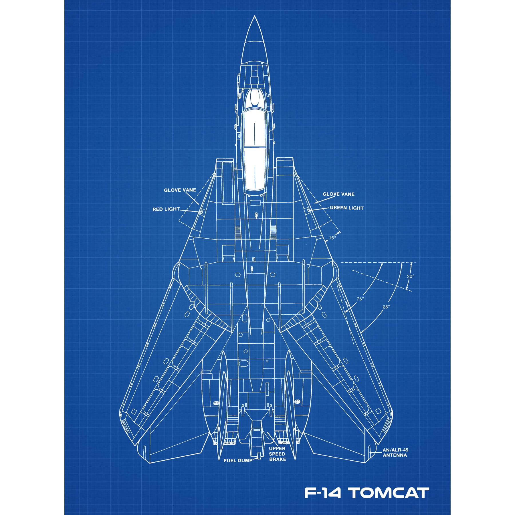 Grumman F-14 Tomcat US Fighter Aicraft Blueprint Plan Extra Large XL ...