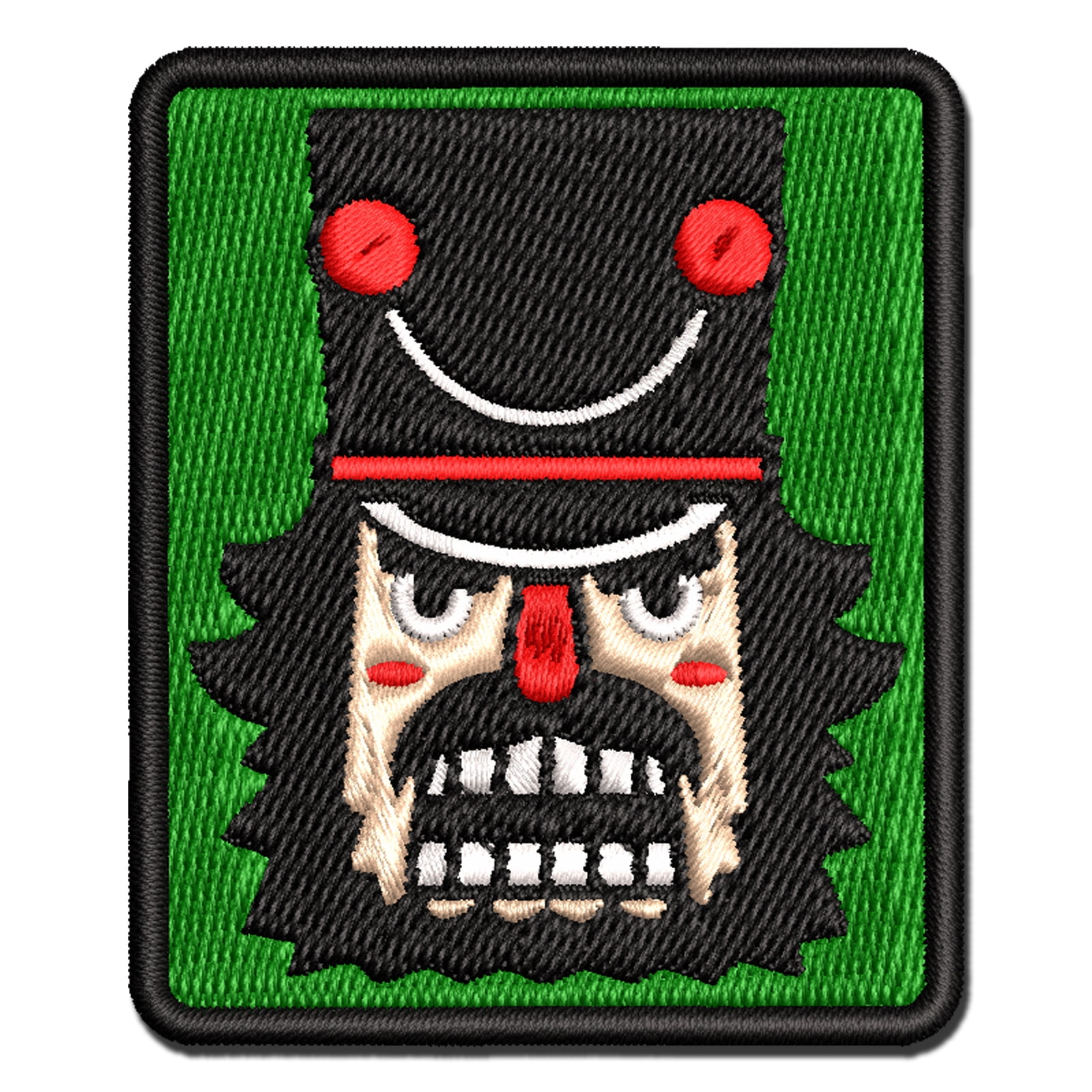 Grumpy Angry Christmas Nutcracker Face Applique Multi-Color Embroidered Iron-On Patch - 3 Inch ...