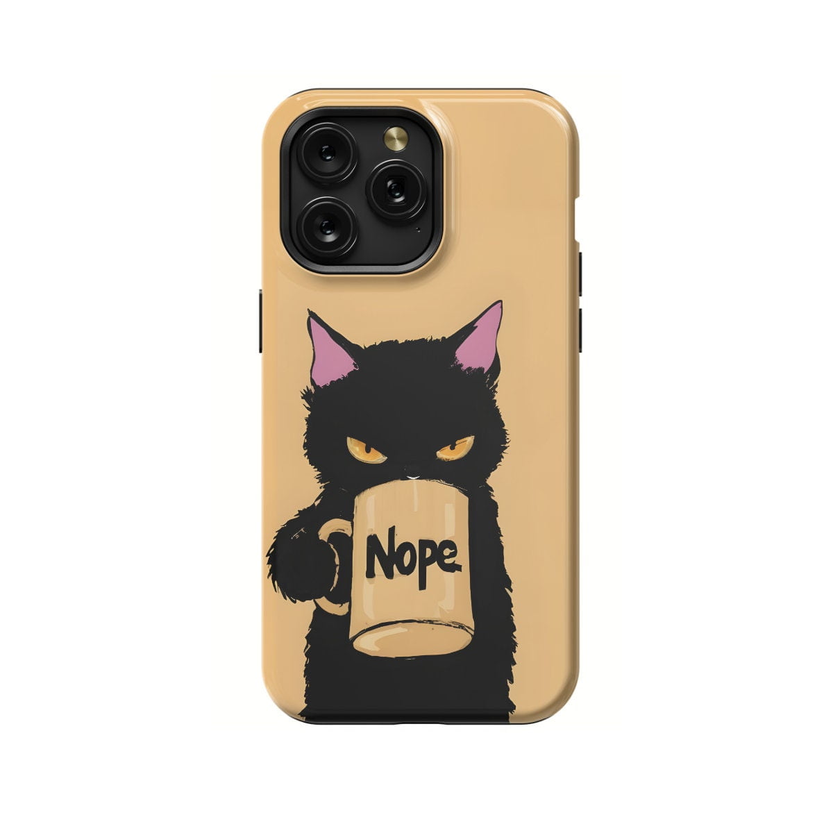 Grumpy Black Cat Mug Case With SQuote Artwork for iPhone 17 to 11 Pro ...