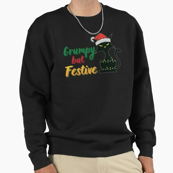 Grumpy But Festive Christmas Cat Graphic Unisex Sweatshirt Retro ...