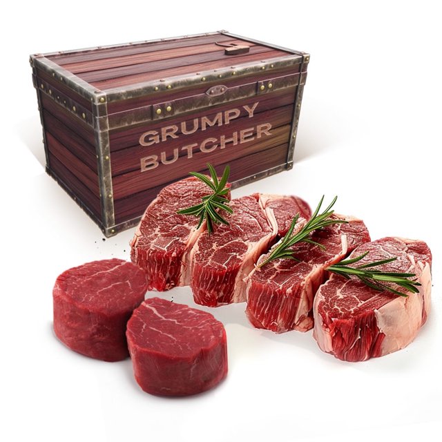 Grumpy Butcher 6 Beef Steaks Set: 4 Sirloins, 2 Large Filet Mignons ...